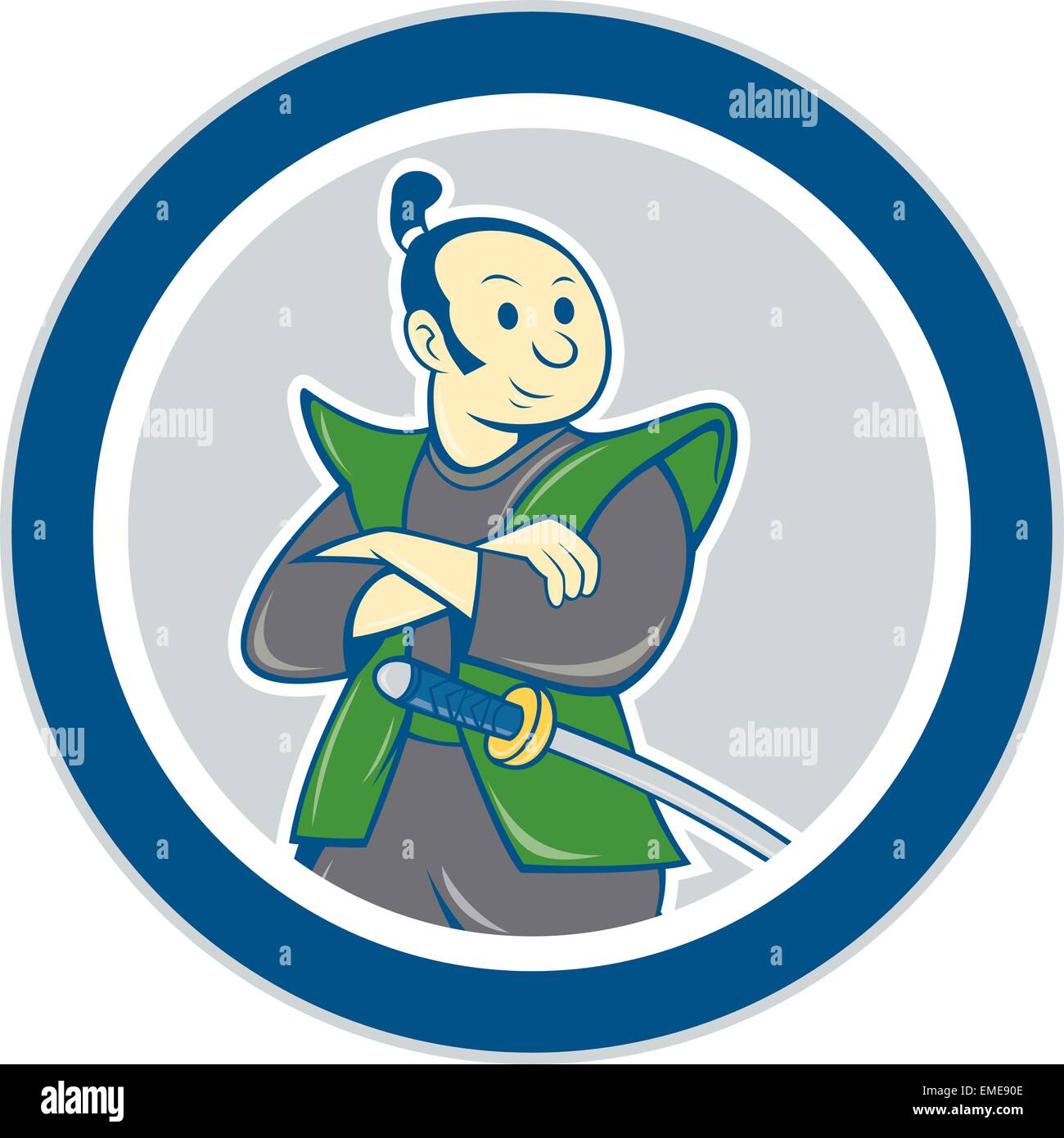 Samurai Warrior Arms Folded Circle Cartoon Stock Vector Image & Art - Alamy