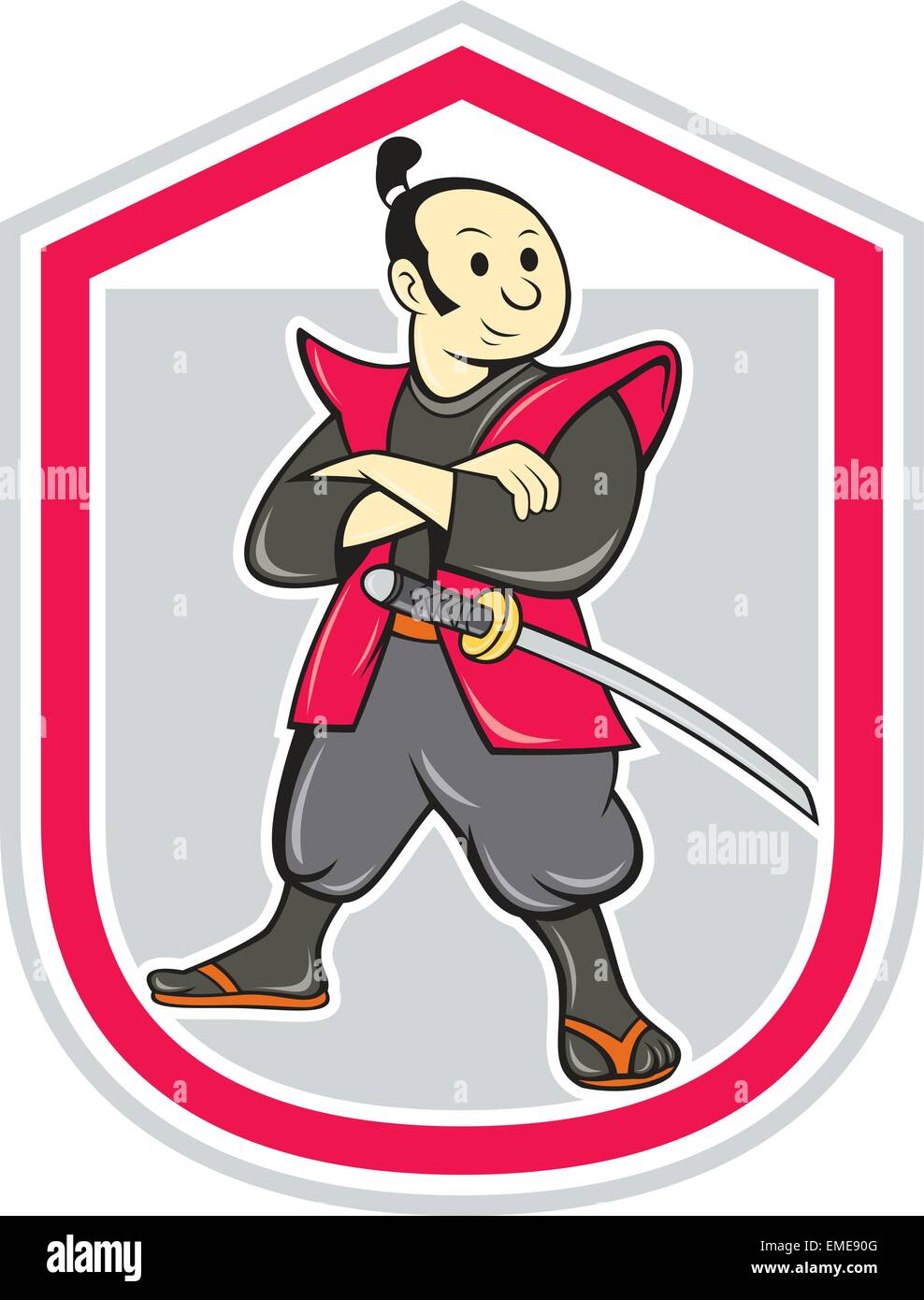 Samurai Warrior Arms Folded Shield Cartoon Stock Vector Image & Art - Alamy