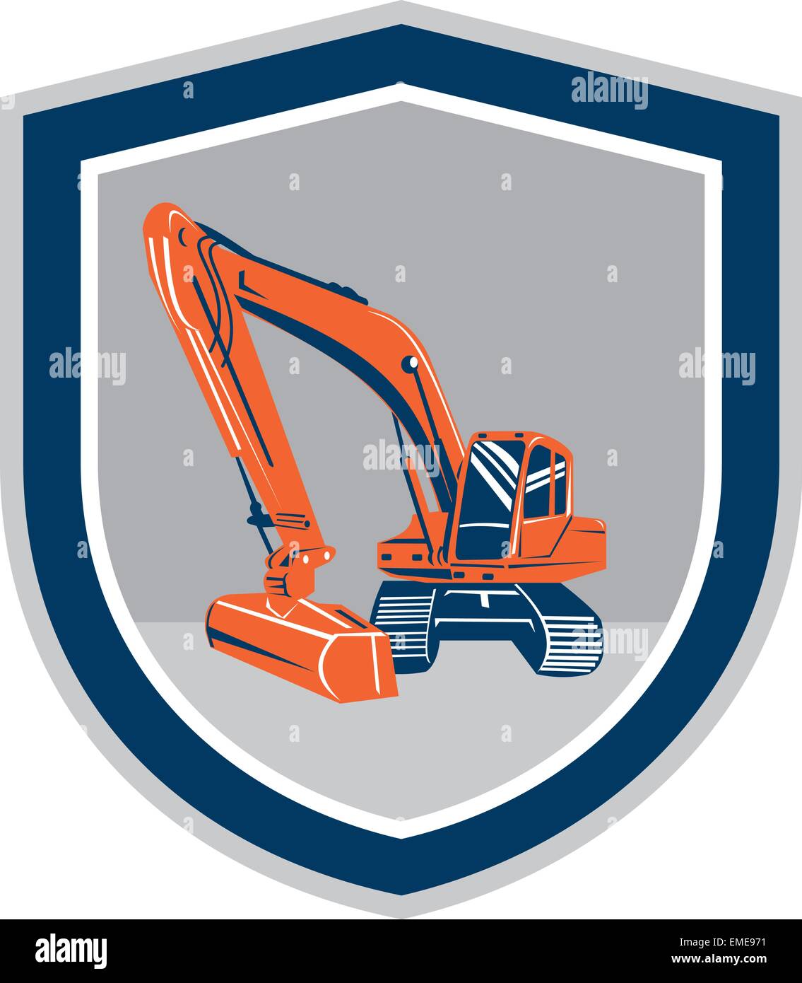 Mechanical Digger Excavator Retro Shield Stock Vector Image & Art - Alamy