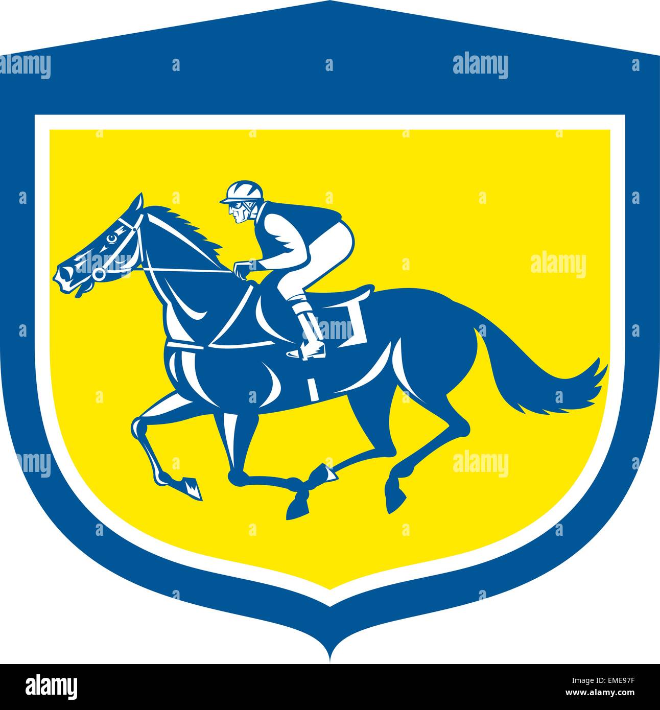 Jockey Horse Racing Side View Shield Retro Stock Vector Image & Art - Alamy