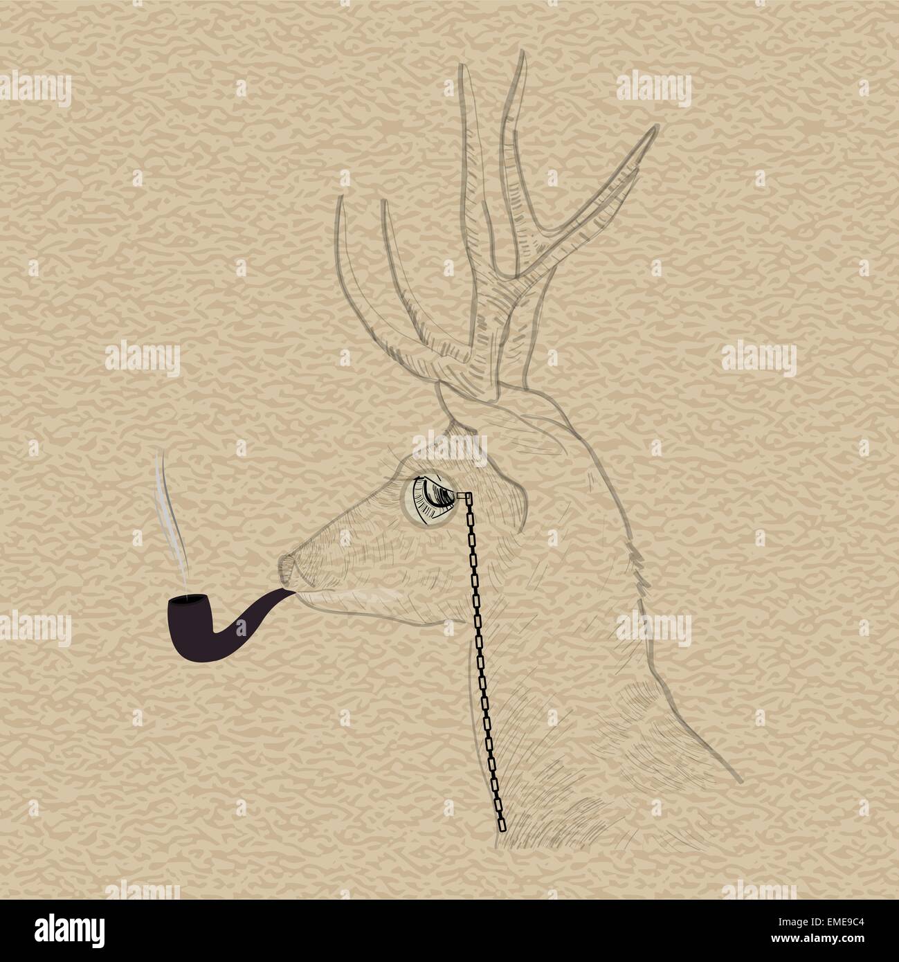 Hipster reindeer smoking tobacco pipe Stock Vector Image & Art - Alamy