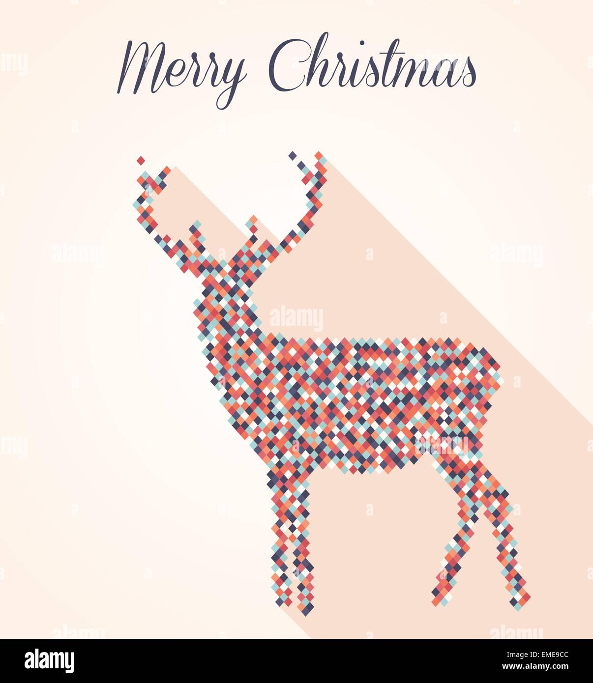 Merry Christmas geometric reindeer postcard Stock Vector Image & Art ...