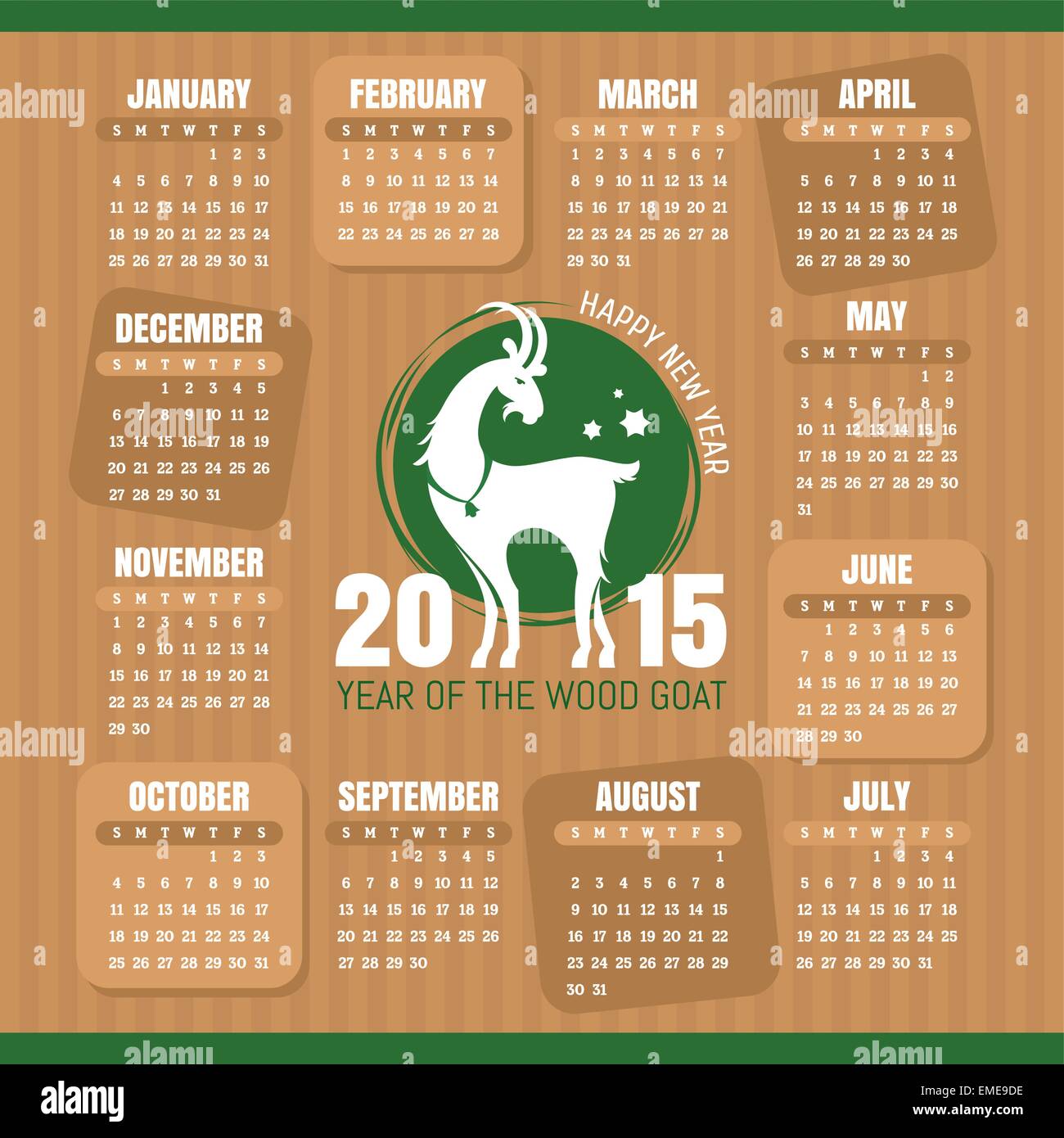 Year of the goat calendar Stock Vector Image & Art - Alamy