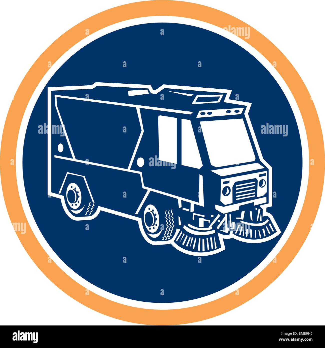 Street Cleaner Truck Circle Retro Stock Vector Image & Art - Alamy