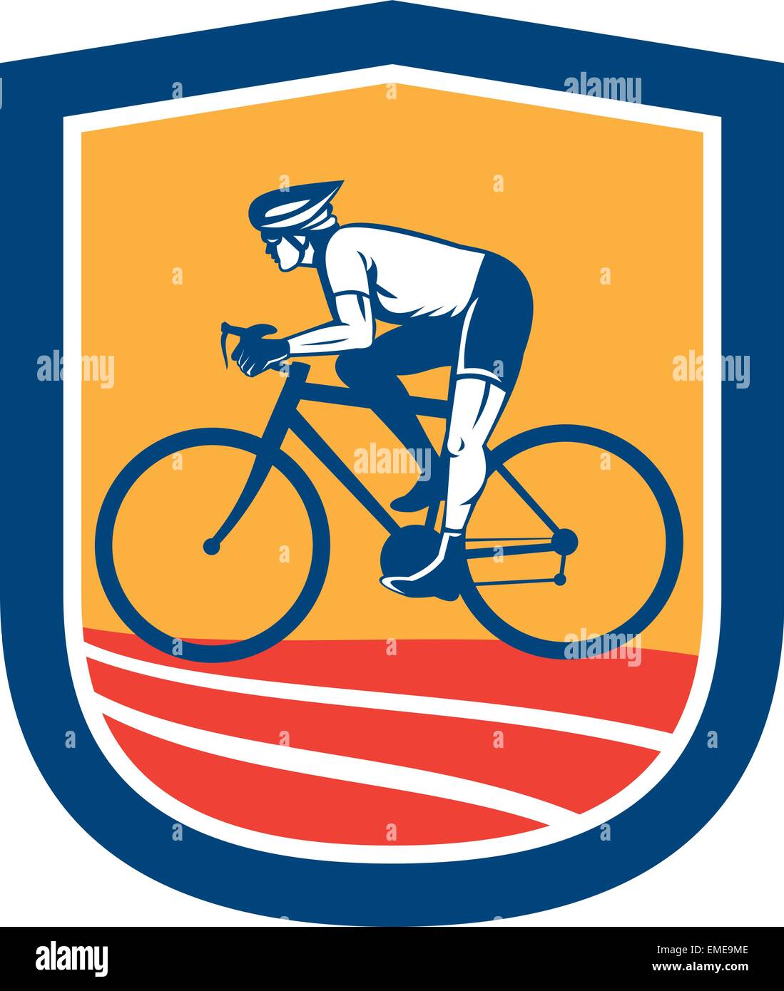 Cyclist Riding Bicycle Cycling Side View Retro Stock Vector Image & Art ...