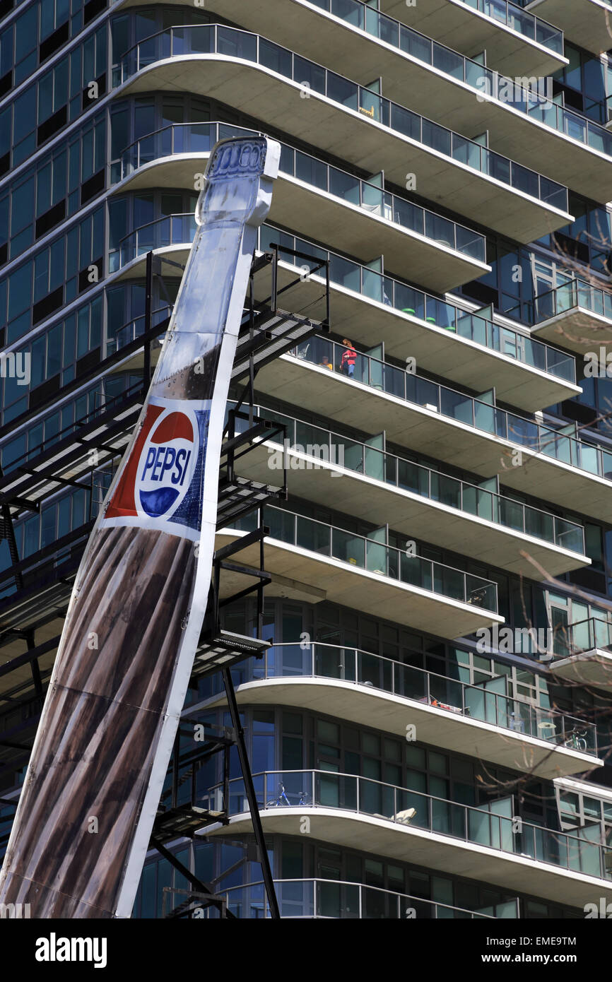 Pepsi Cola billboard in Gantry Plaza State Park with high-rise ...