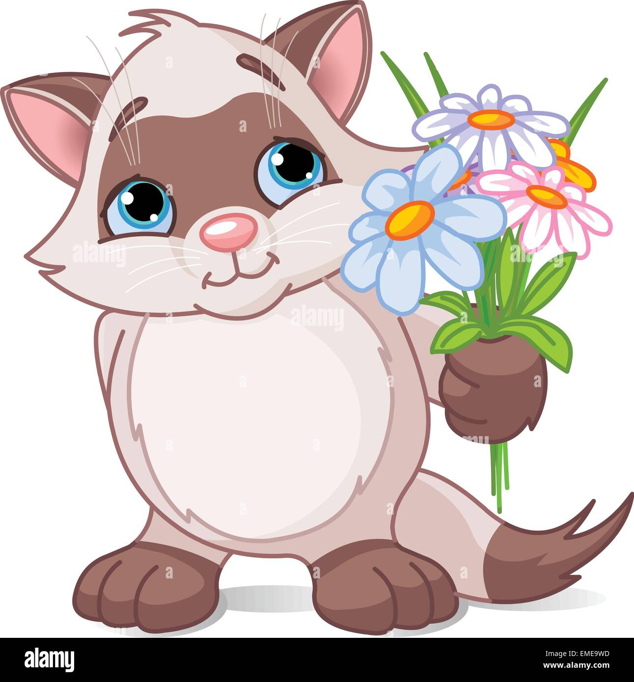 Cute cat cartoon flowers hi-res stock photography and images - Alamy