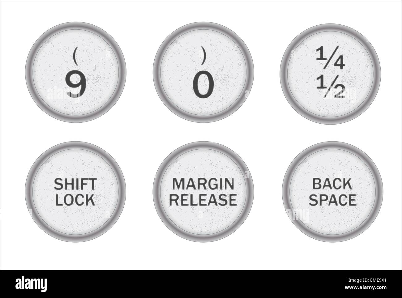 Typewriter Keys 9 10 Stock Vector Image & Art - Alamy