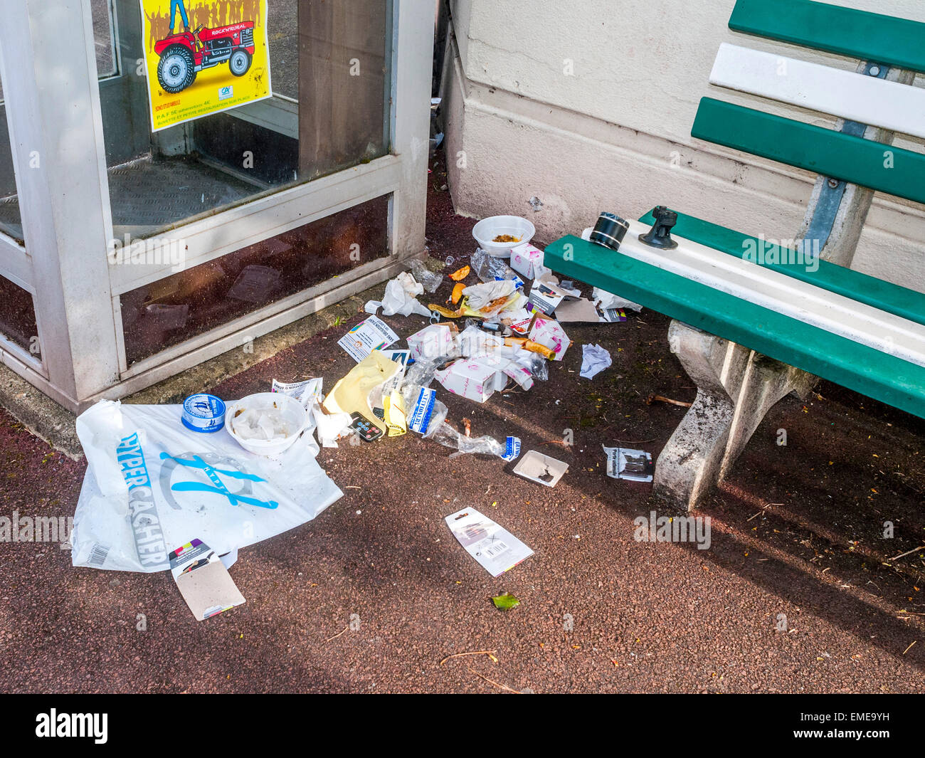 Litter, food, rubbish and waste lying scattered on ground - France ...