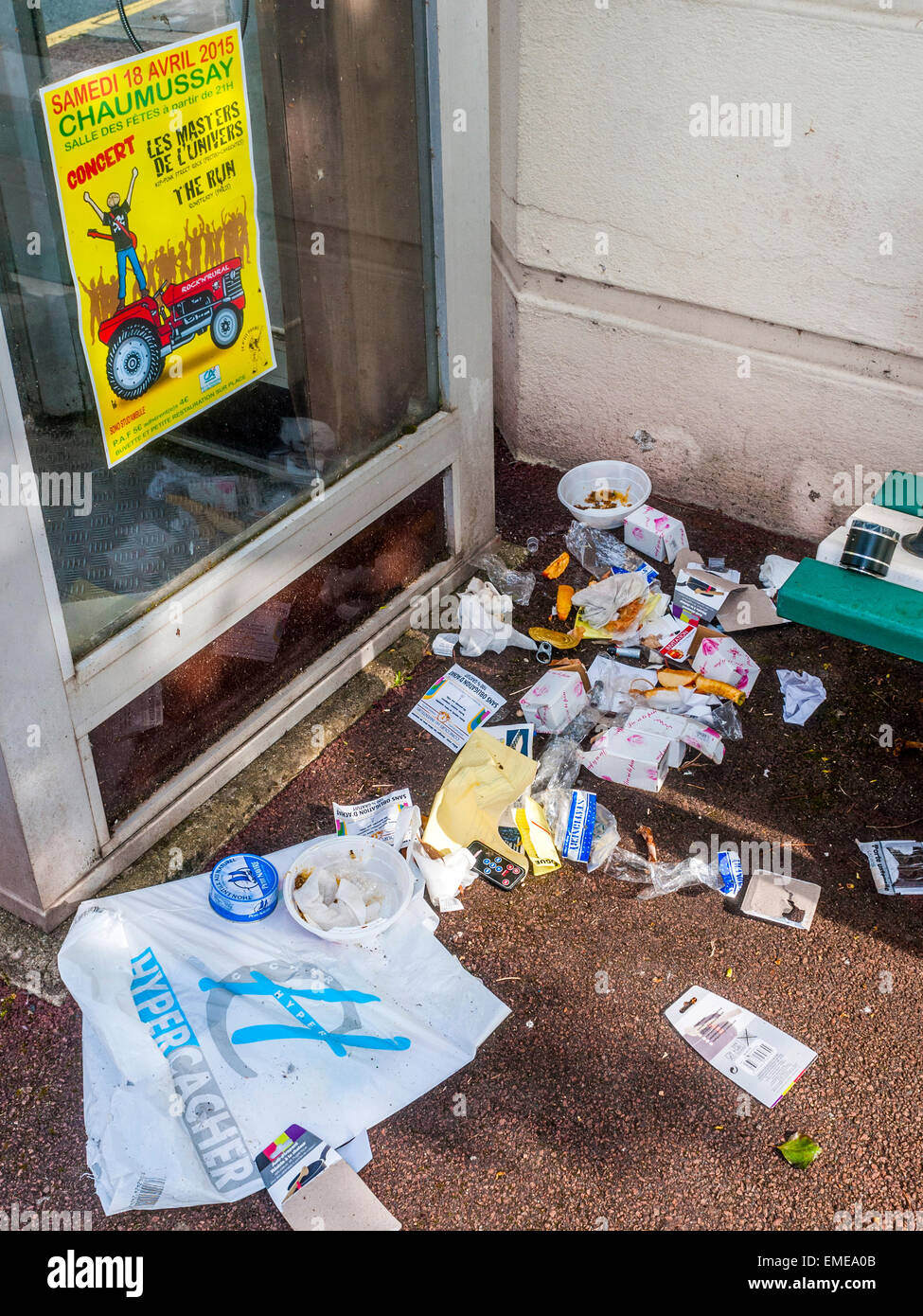 Litter, food, rubbish and waste lying scattered on ground - France ...