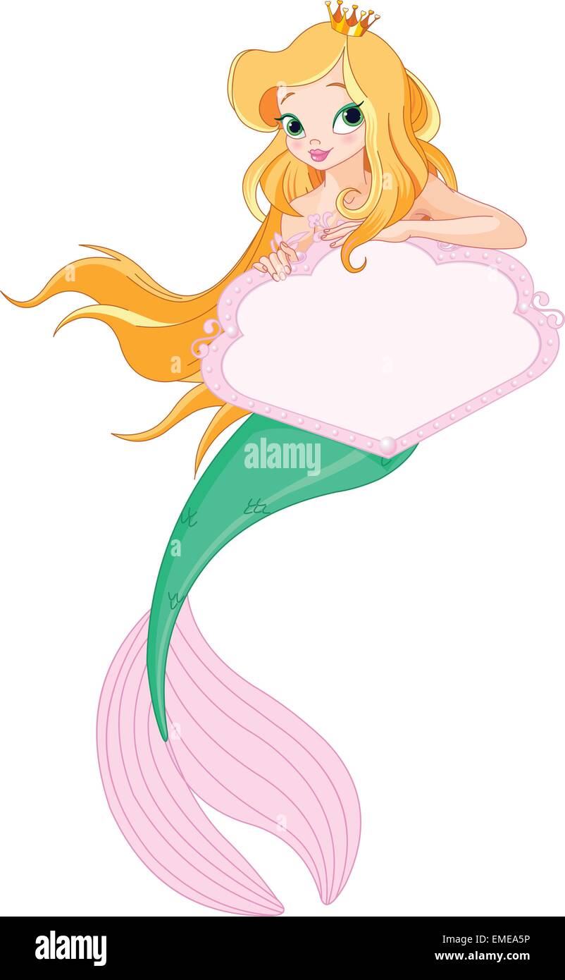 Cute Mermaid holding sign Stock Vector Image & Art - Alamy