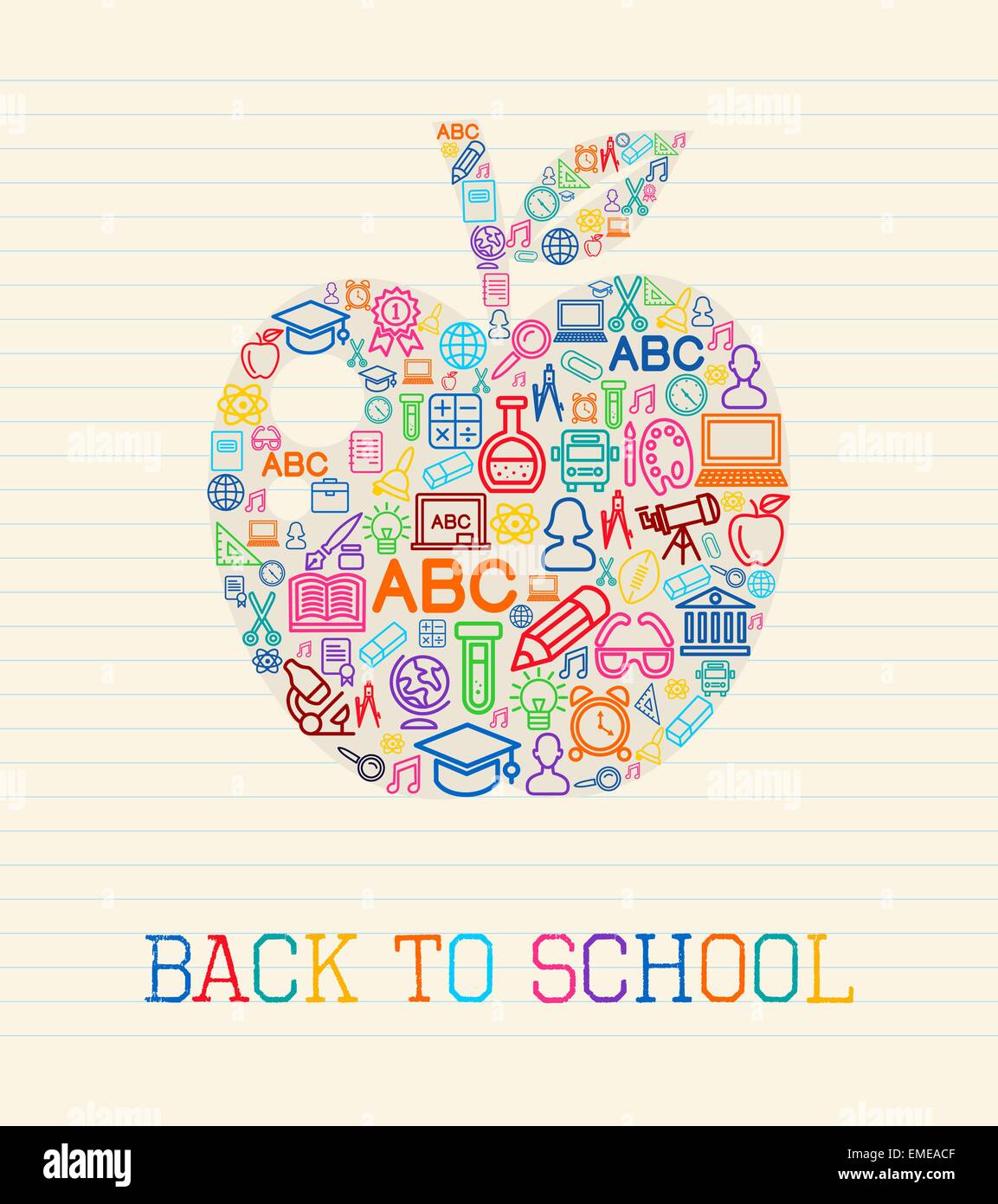 Back to School apple concept illustration Stock Vector Image & Art - Alamy