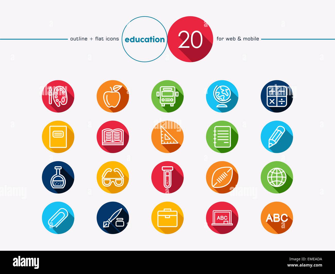 Education flat icons set Stock Vector Image & Art - Alamy