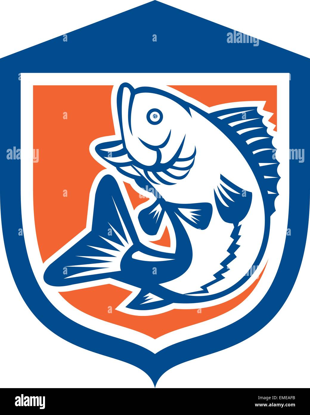 Largemouth Bass Jumping Side View Shield Retro Stock Vector Image & Art ...