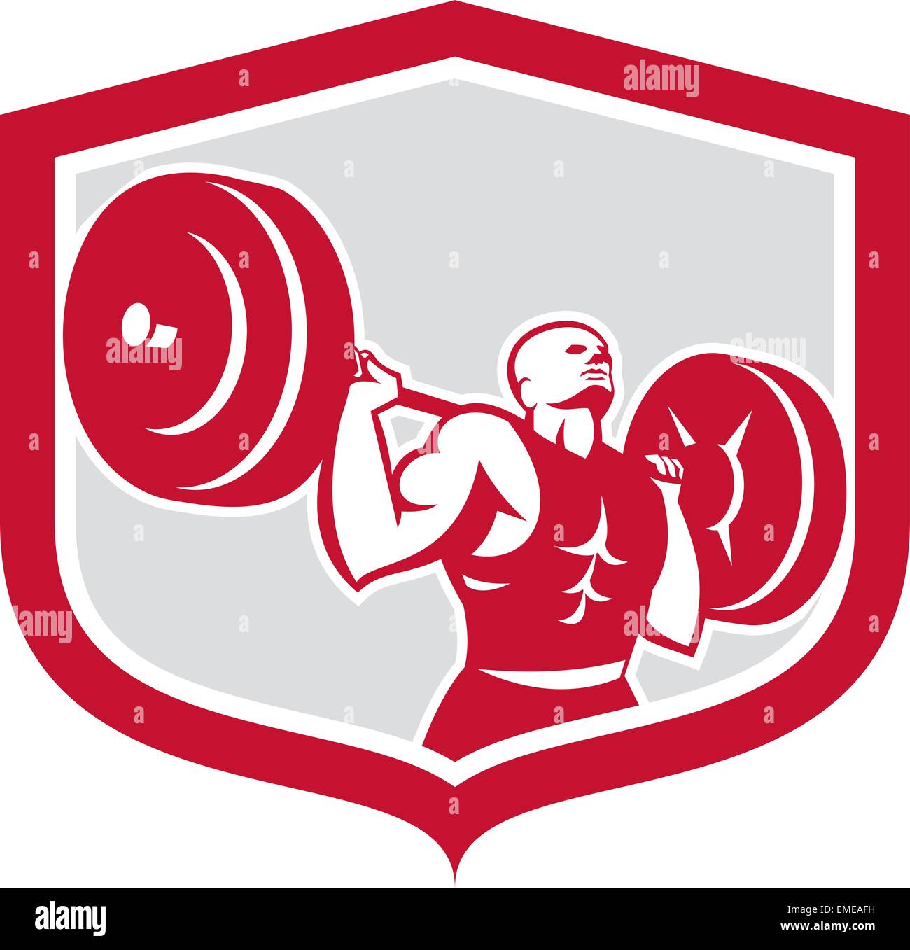 Weightlifter Lifting Barbell Shield Retro Stock Vector Image & Art - Alamy