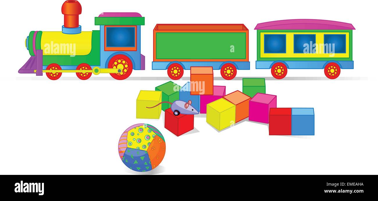Toy Train and Blocks Stock Vector Image & Art - Alamy