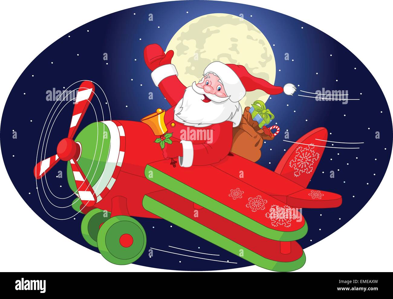Santa is flying in an airplane Stock Vector Image & Art - Alamy