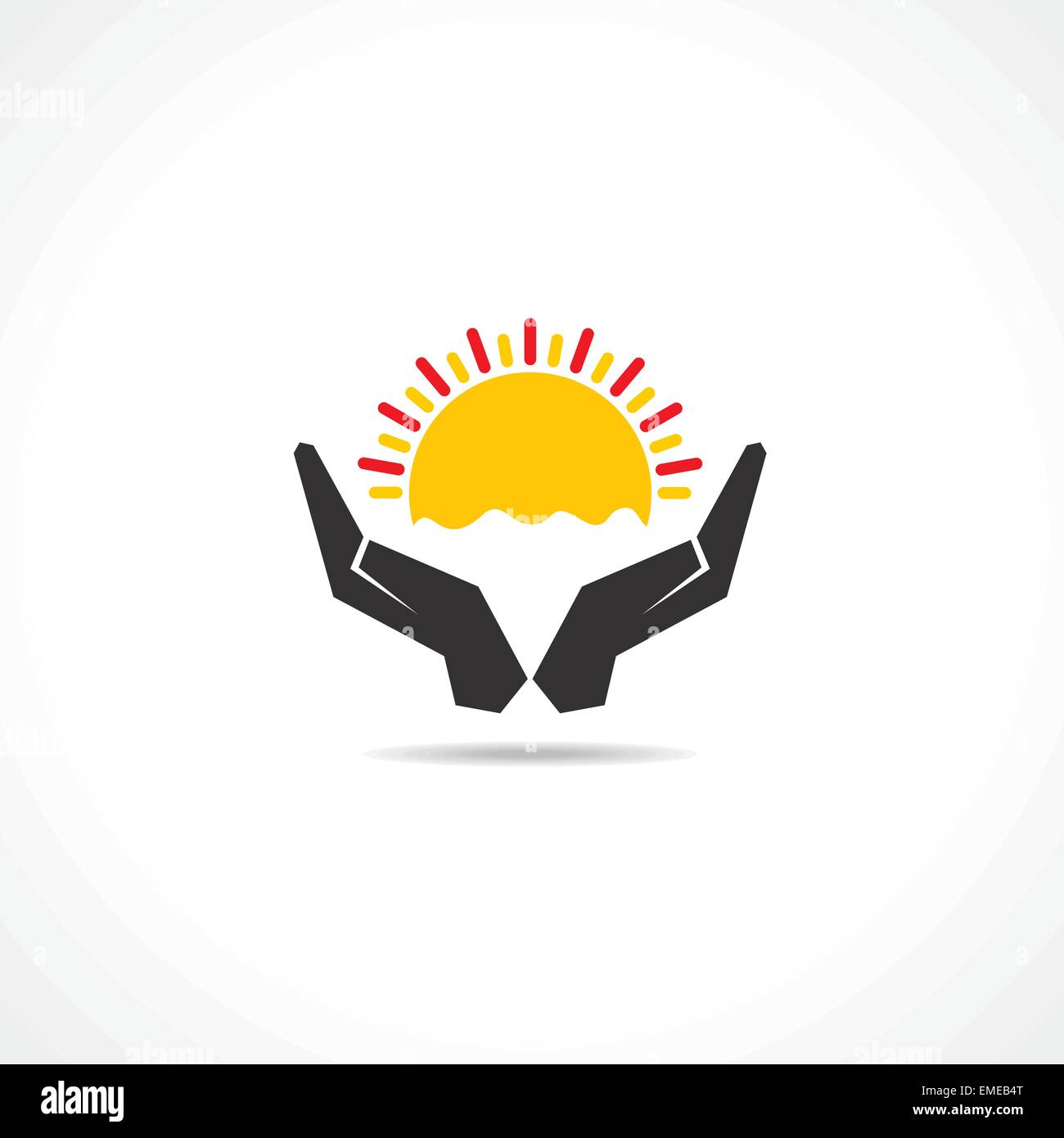 Sun In Hand Logo Hand Sun Logo Icon Design Template Vector