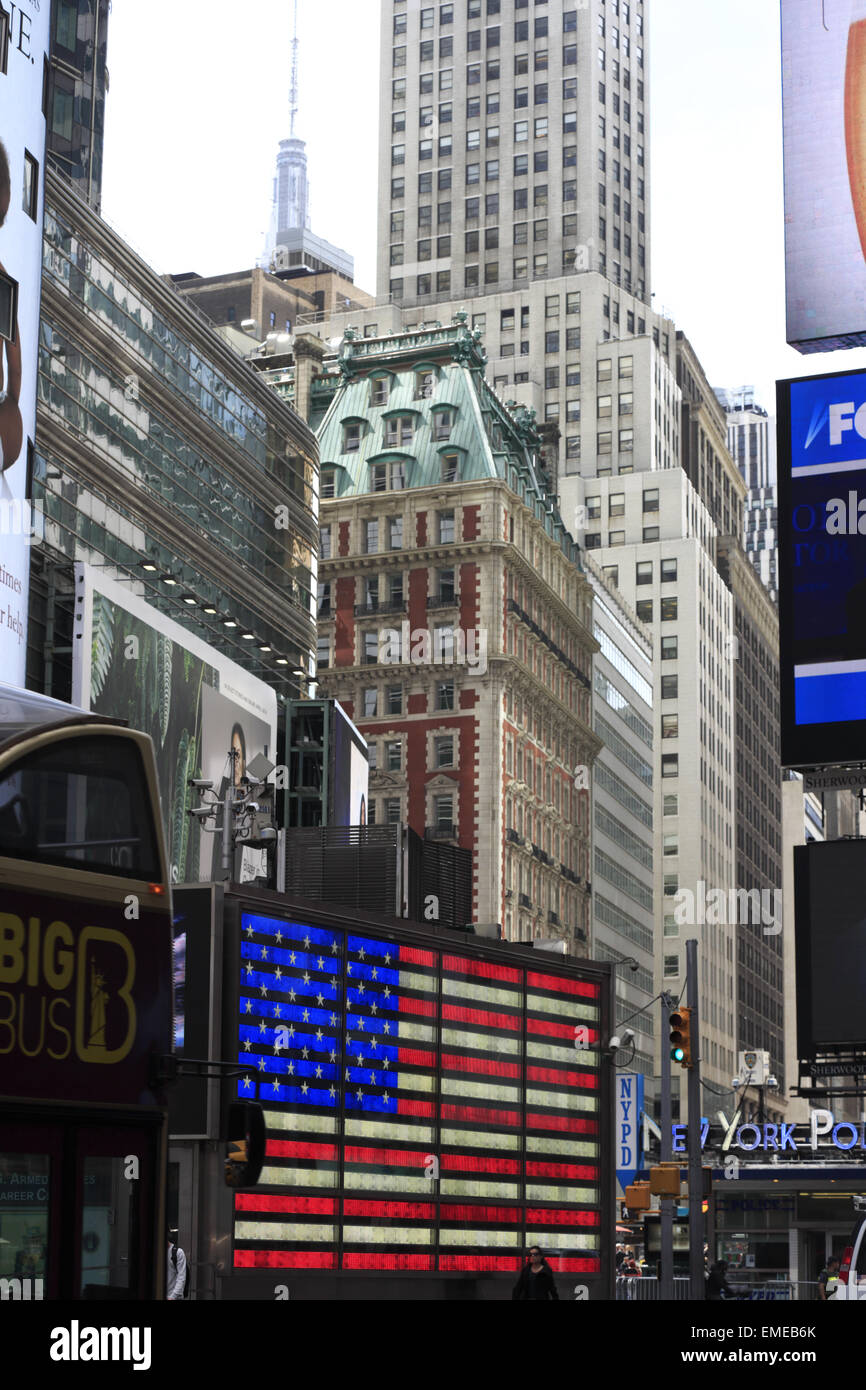 Neon US flag in Times Square, Manhattan New York City, New York, USA ...