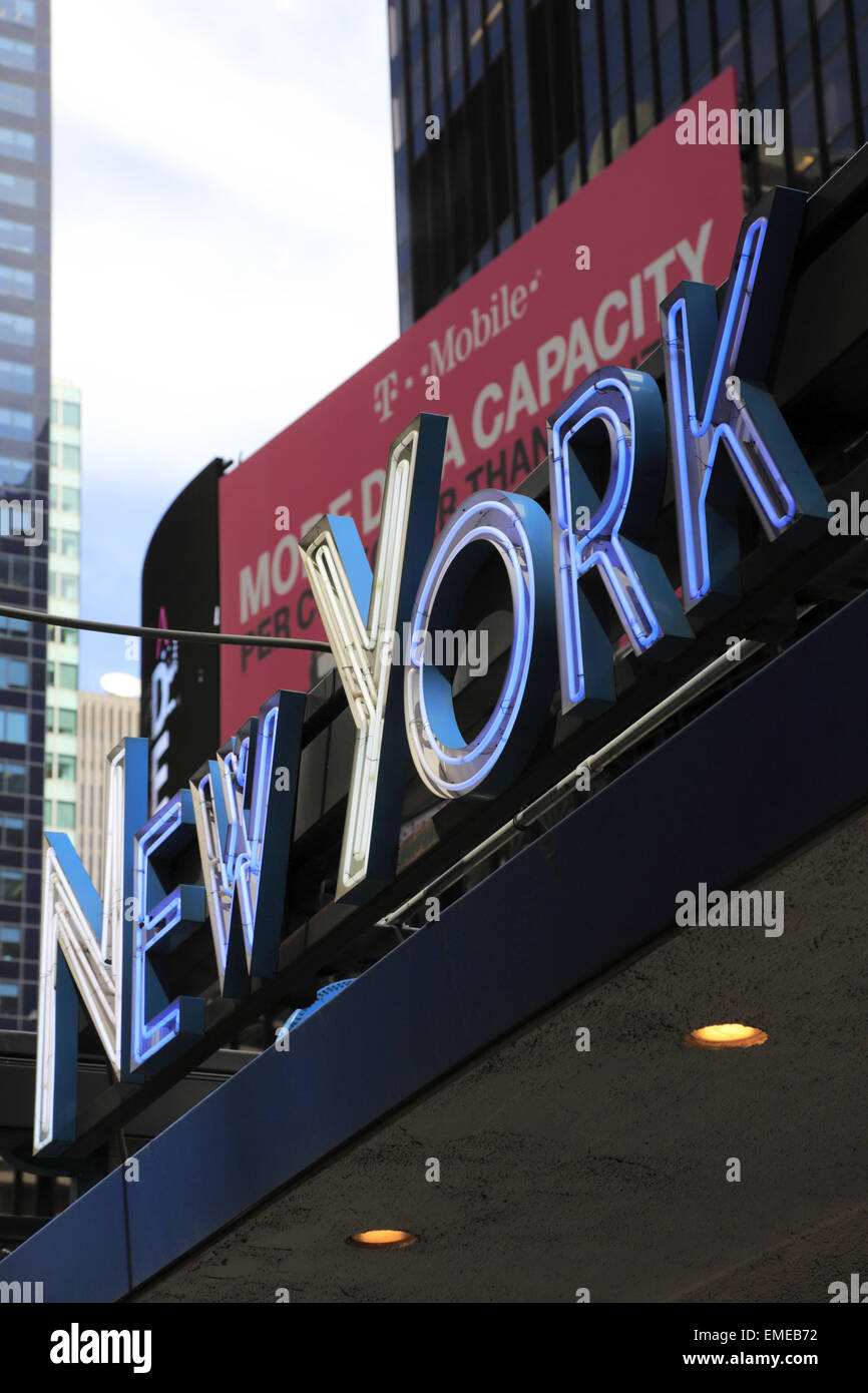 Neon sign of New York in Times Square, Manhattan, New York City, New ...