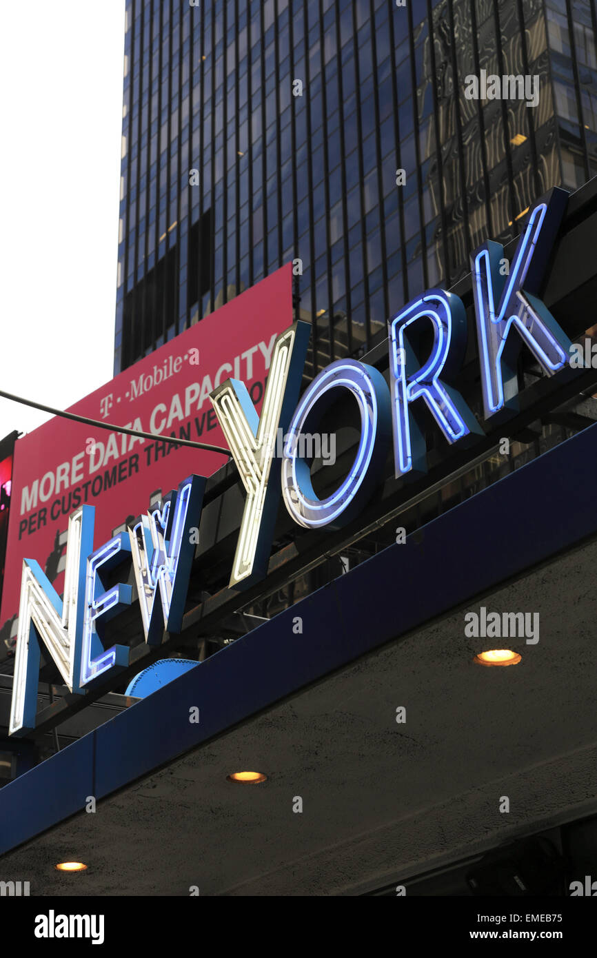 Neon sign of New York in Times Square, Manhattan, New York City, New ...