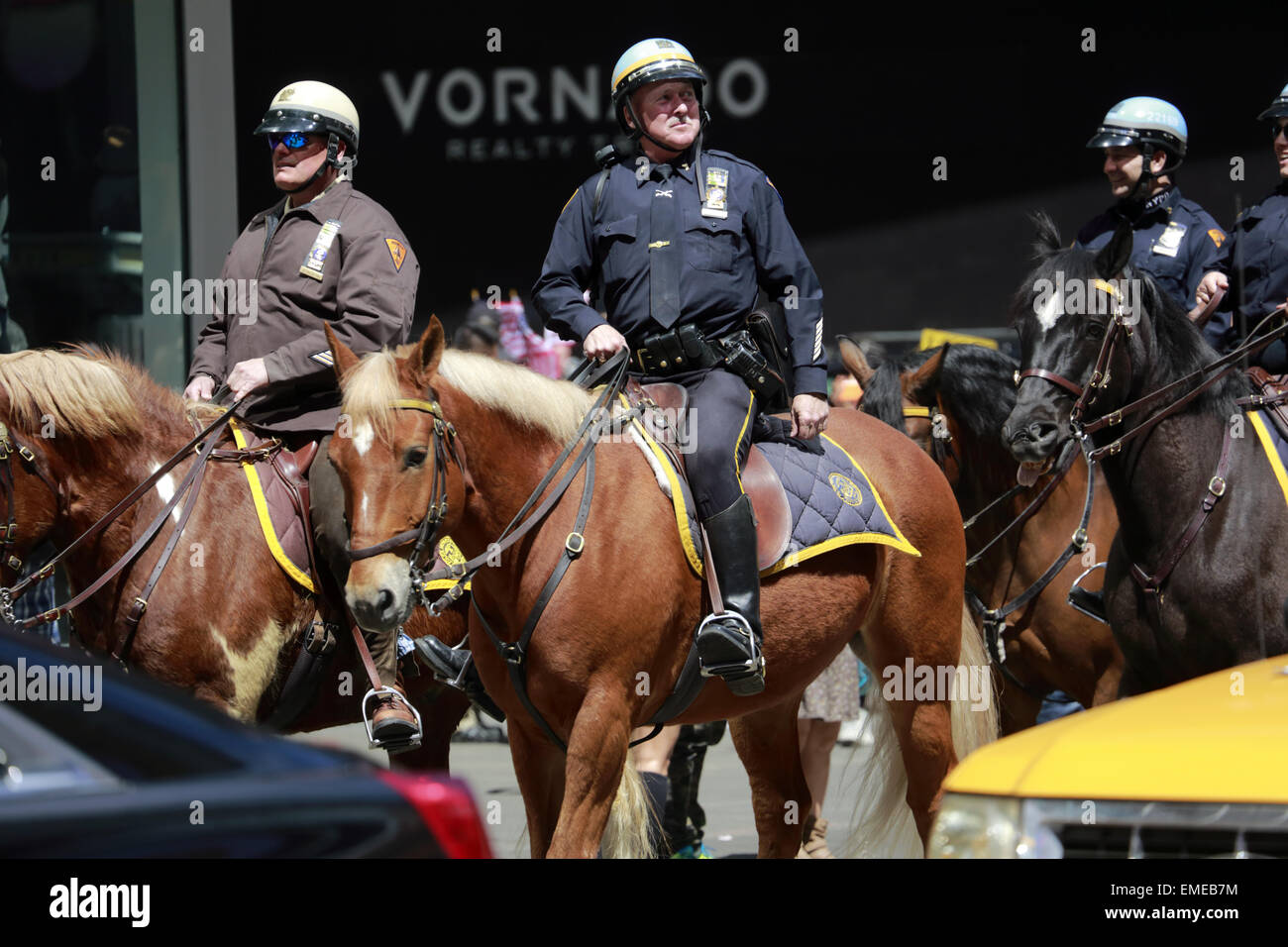 NYPD police officers on horse back in Times Square New York City Stock ...