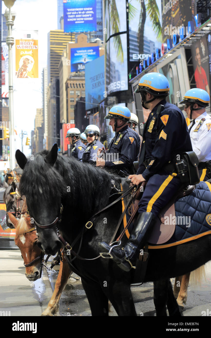 NYPD police officers on horse back in Times Square New York City Stock ...