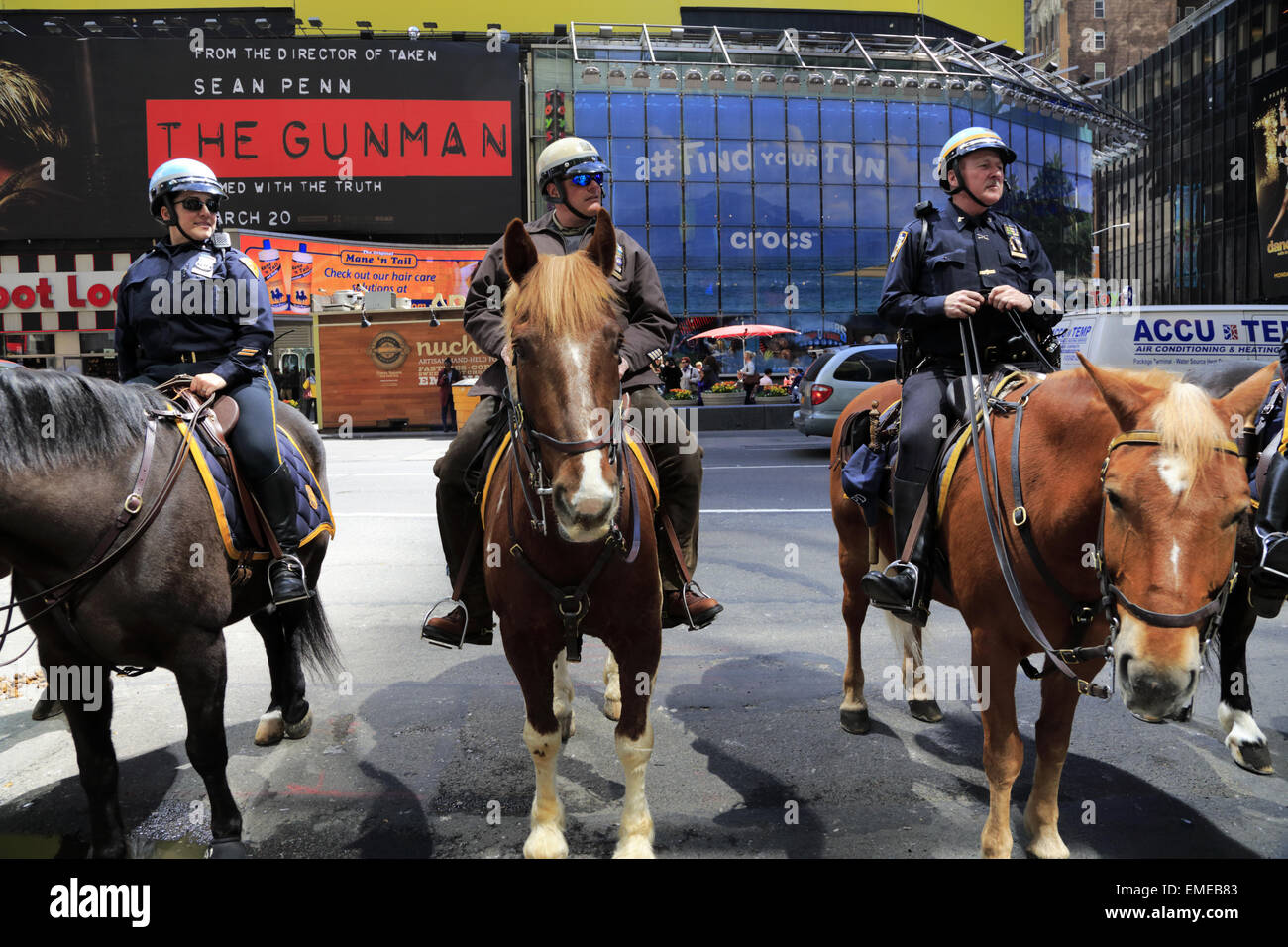 NYPD police officers on horse back in Times Square New York City Stock ...