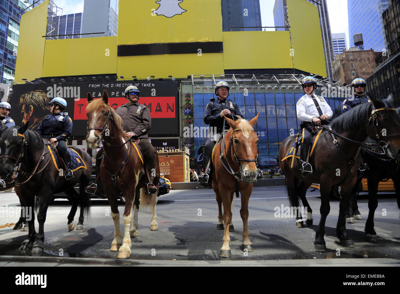 NYPD police officers on horse back in Times Square New York City Stock ...