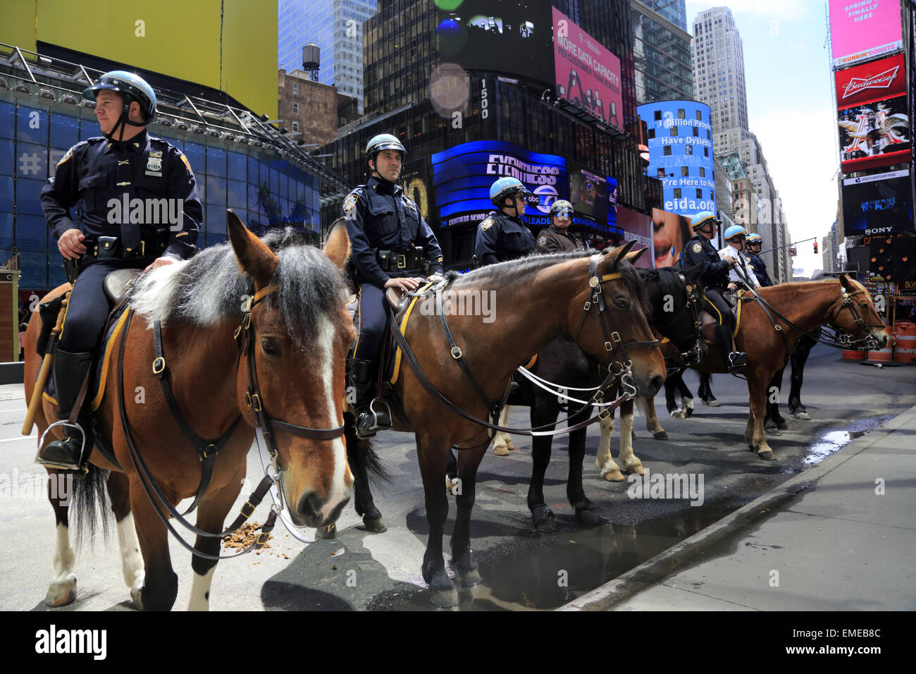 NYPD police officers on horse back in Times Square New York City Stock ...