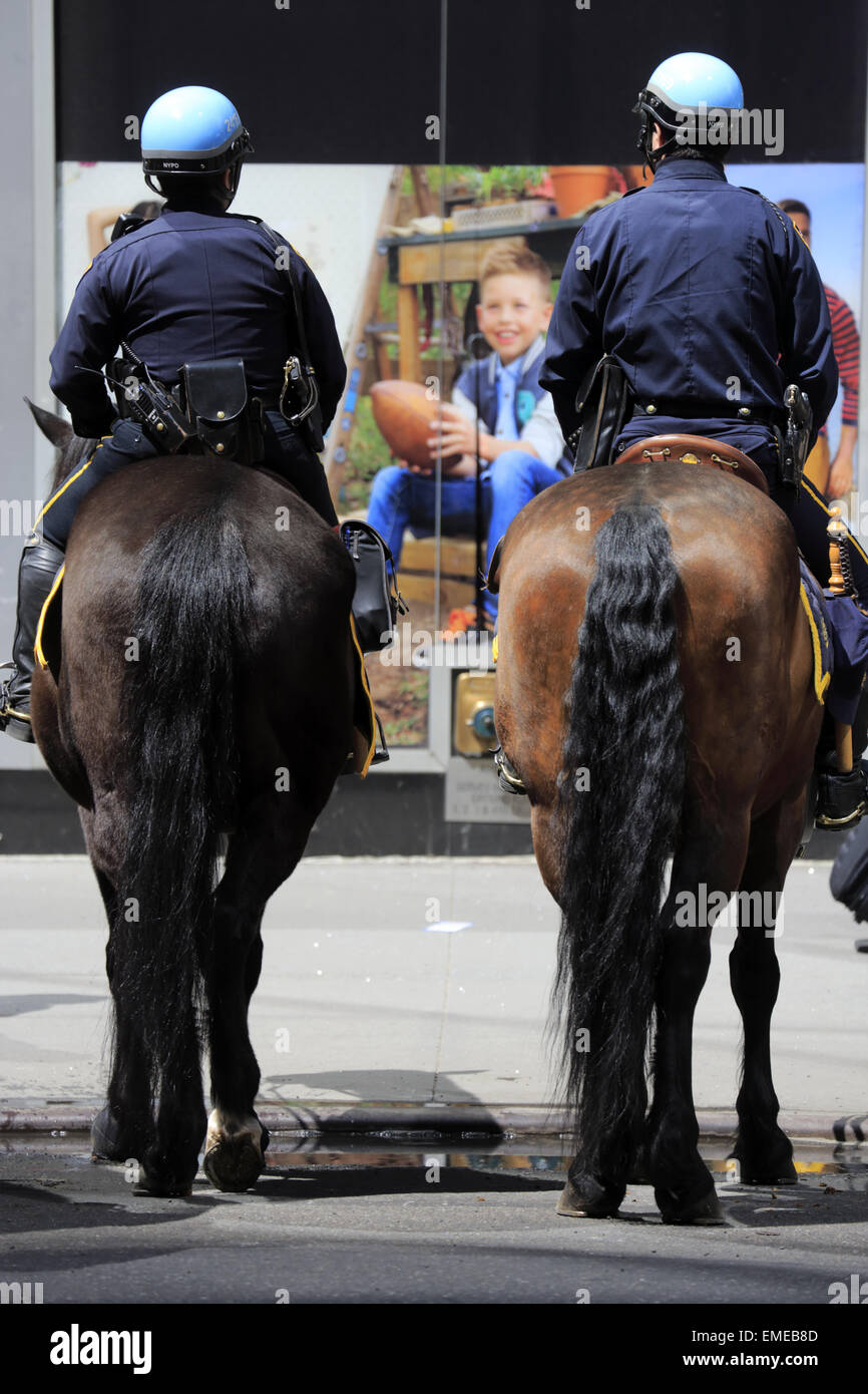 NYPD police officers on horse back in Times Square New York City Stock ...