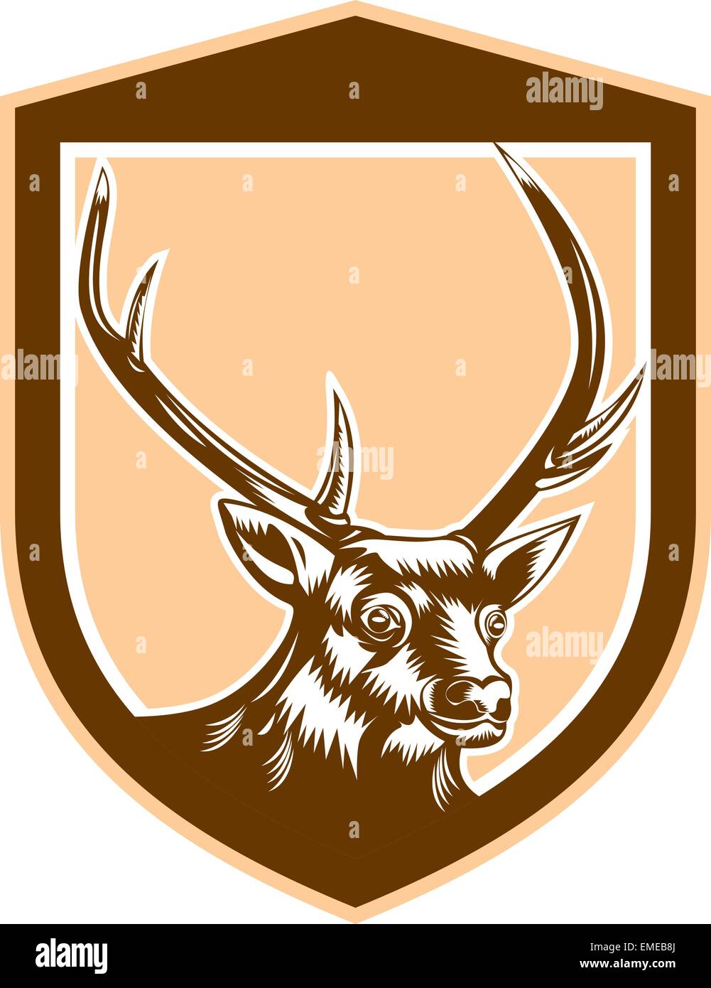 Deer Stag Buck Head Woodcut Shield Stock Vector Image & Art - Alamy