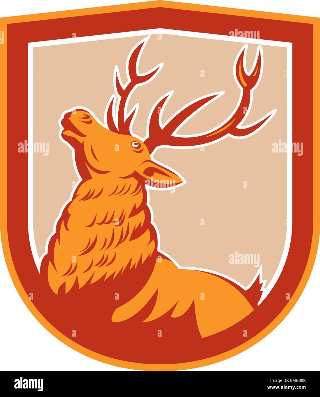 Deer Stag Buck Head Looking Up Retro Stock Vector Image & Art - Alamy