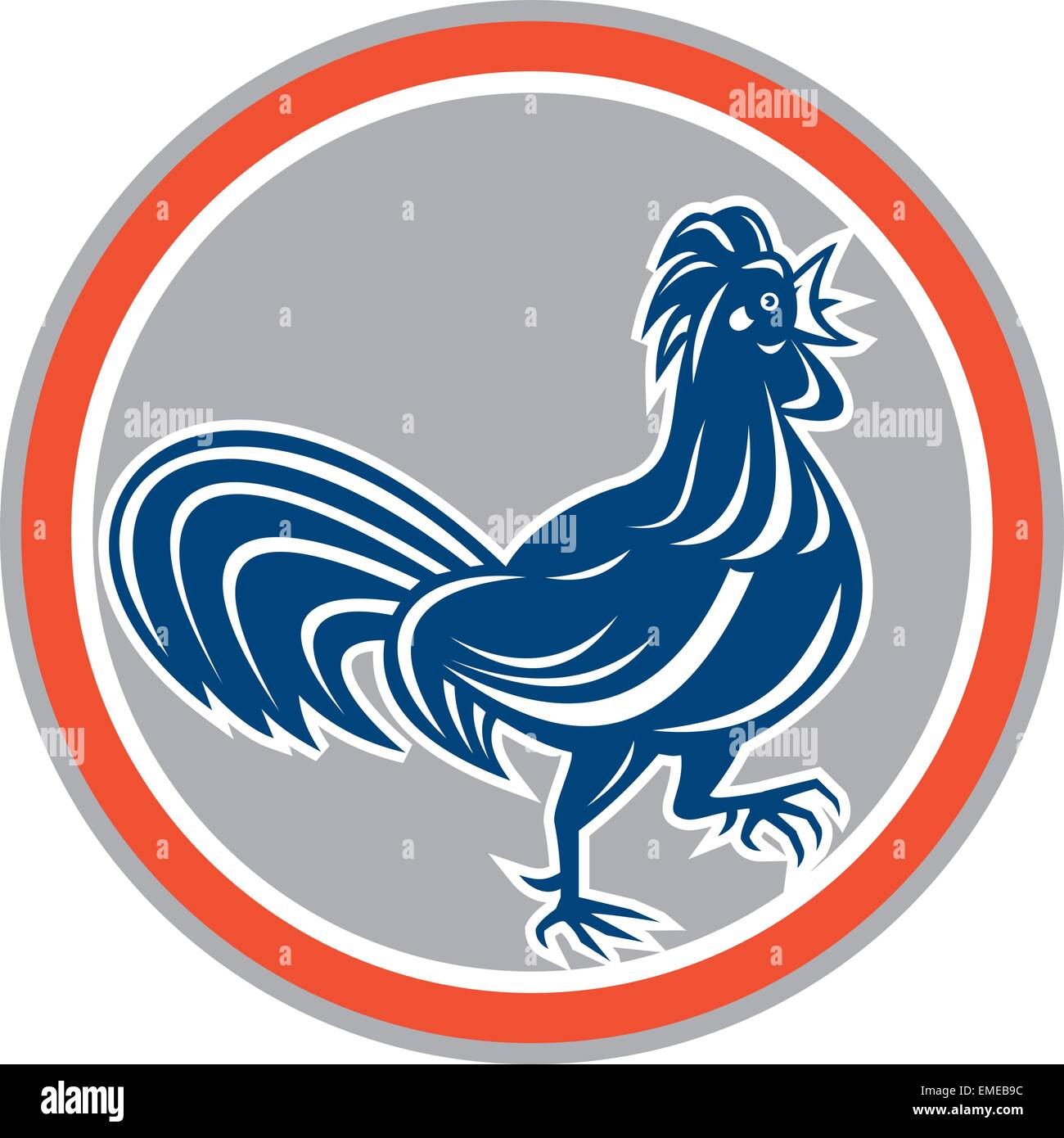 Chicken Rooster Walking Circle Retro Stock Vector Image & Art - Alamy