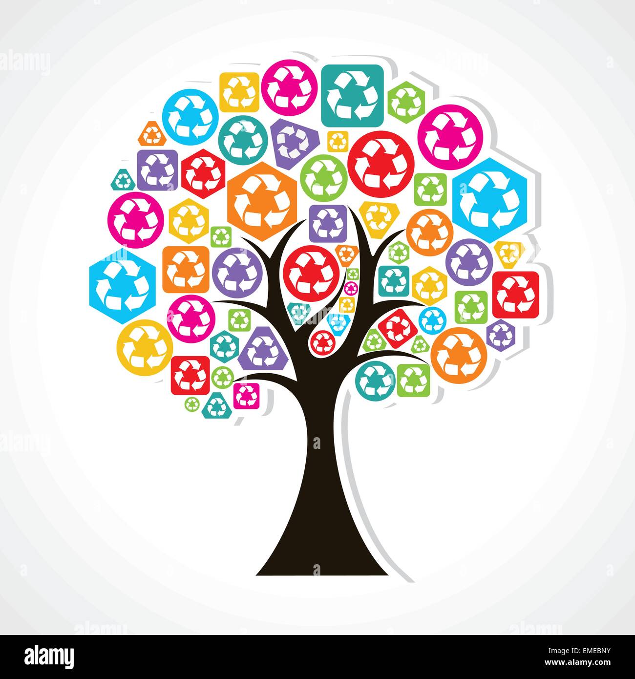 set of trees forming by colorful recycle icons Stock Vector Image & Art ...