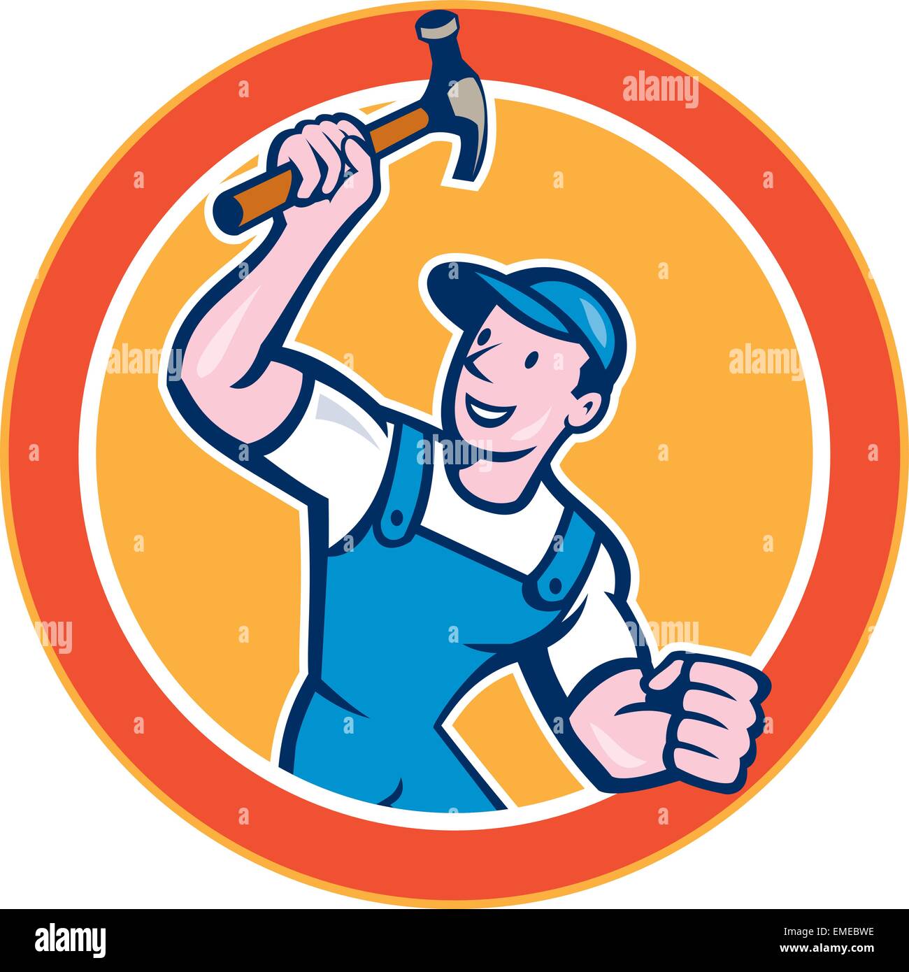 Cartoon carpenter builder holding hammer hi-res stock photography and ...