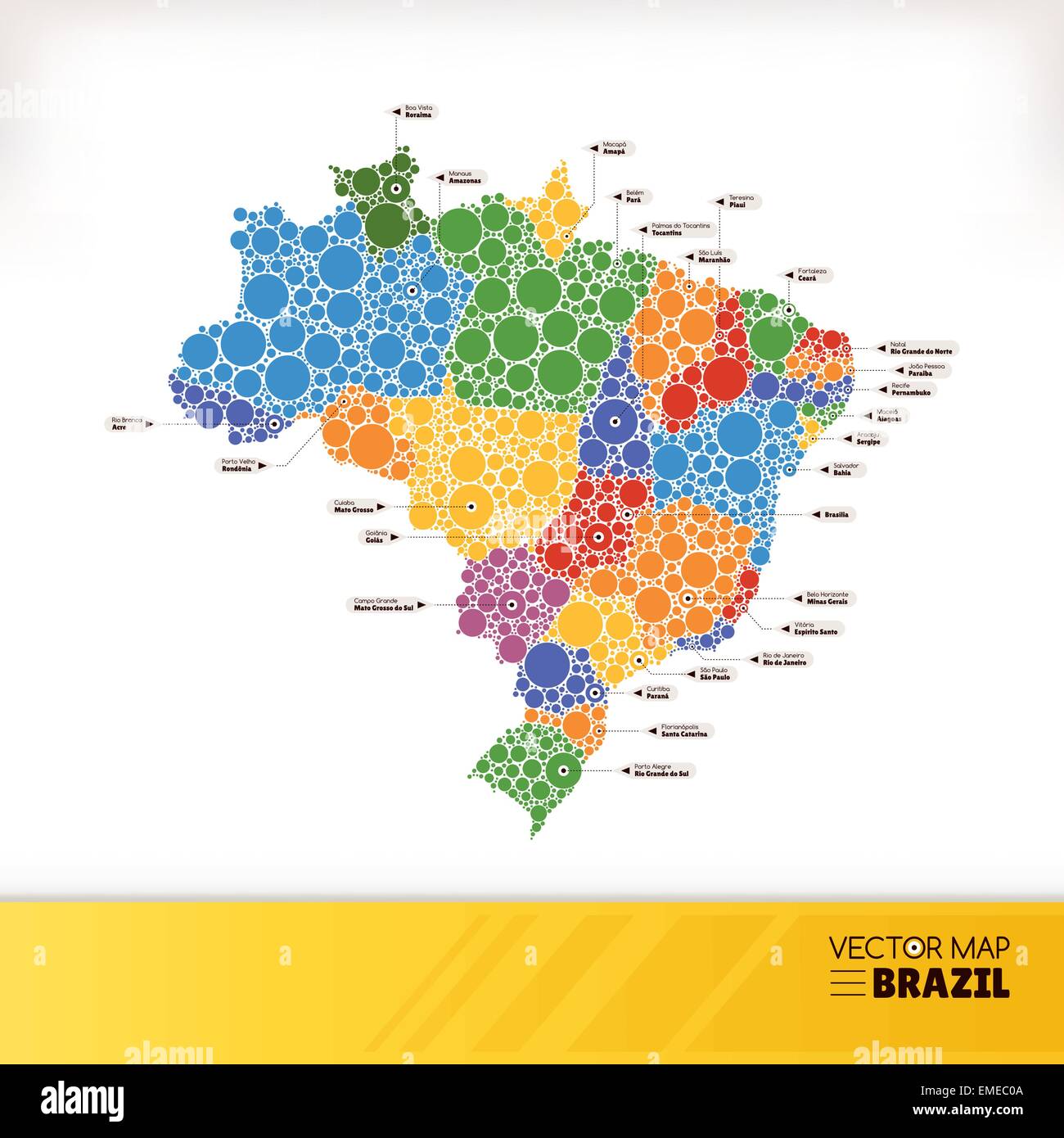 Colorful vector brazil map hi-res stock photography and images - Alamy