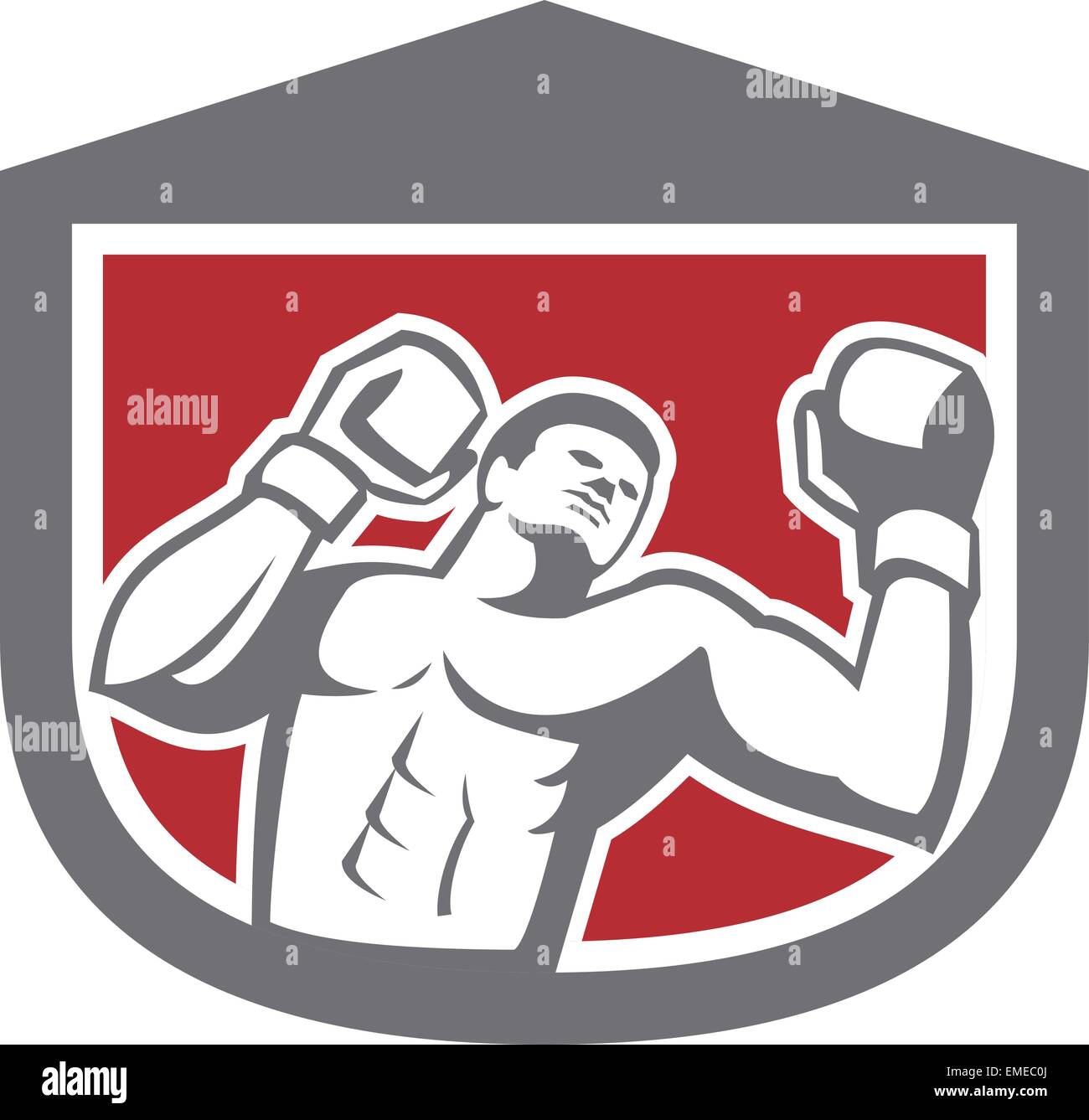 Boxer Punching Boxing Shield Retro Stock Vector Image & Art - Alamy