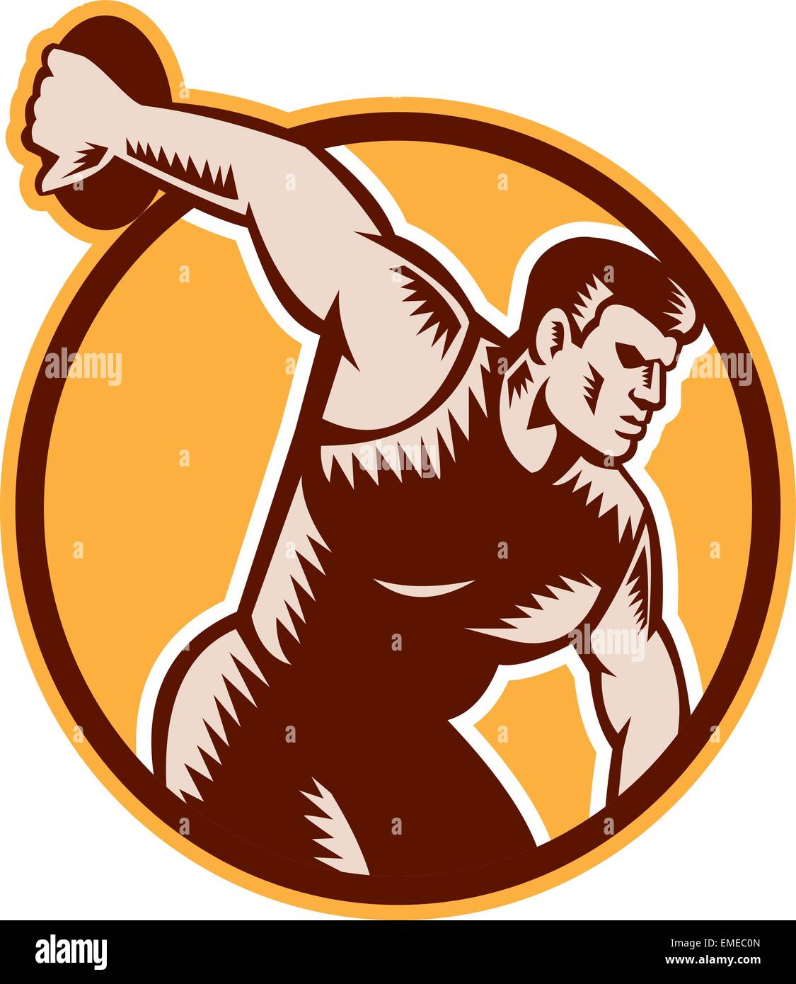 Discus Thrower Circle Woodcut Stock Vector Image & Art - Alamy