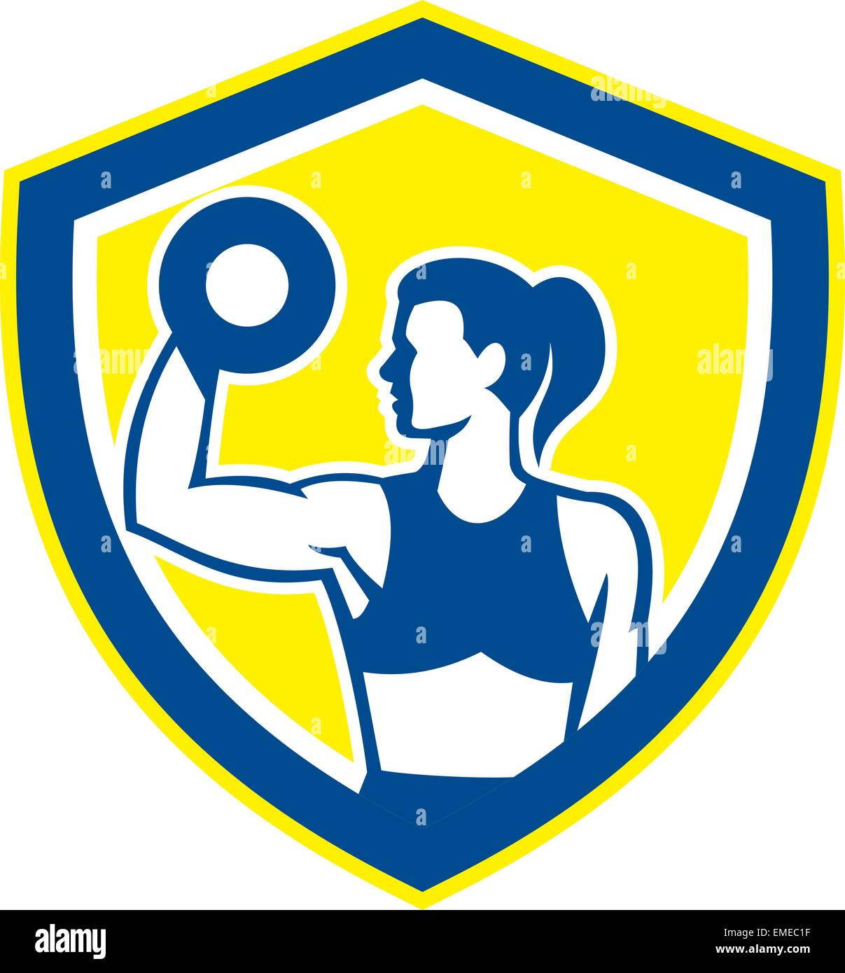 Woman Lifting Dumbbell Weight Side View Retro Stock Vector Image & Art ...