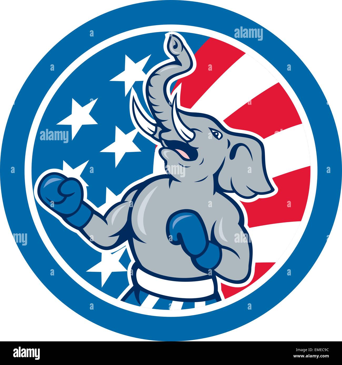 Republican Elephant Boxer Mascot Circle Cartoon Stock Vector Image ...