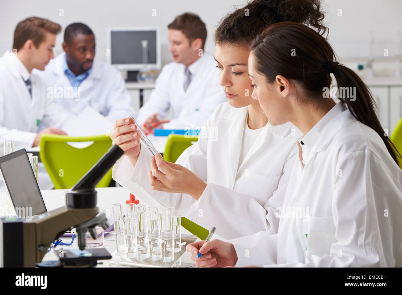 Group Of Technicians Working In Laboratory Stock Photo - Alamy