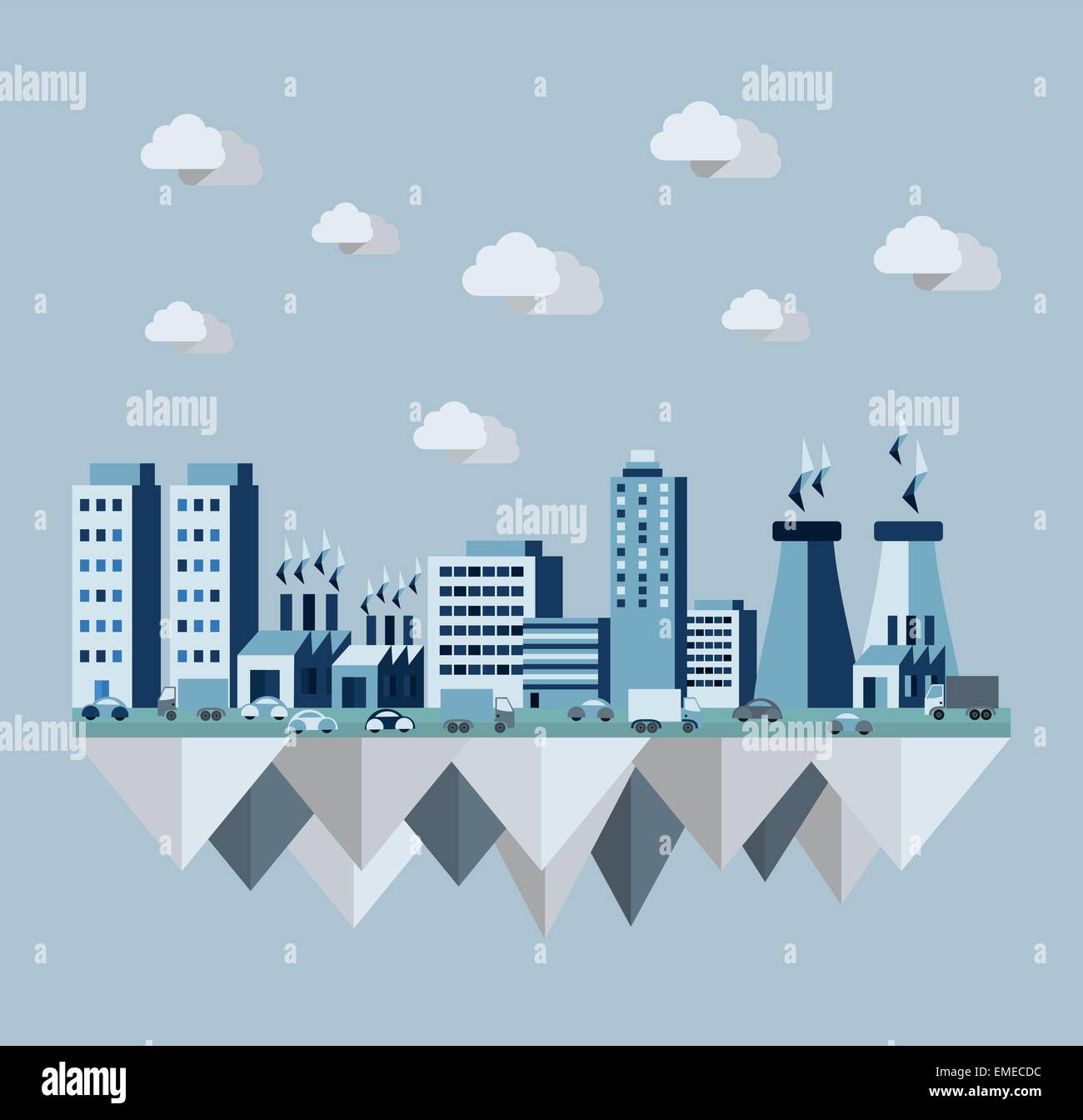 Pollution city concept illustration in flat style design Stock Vector ...