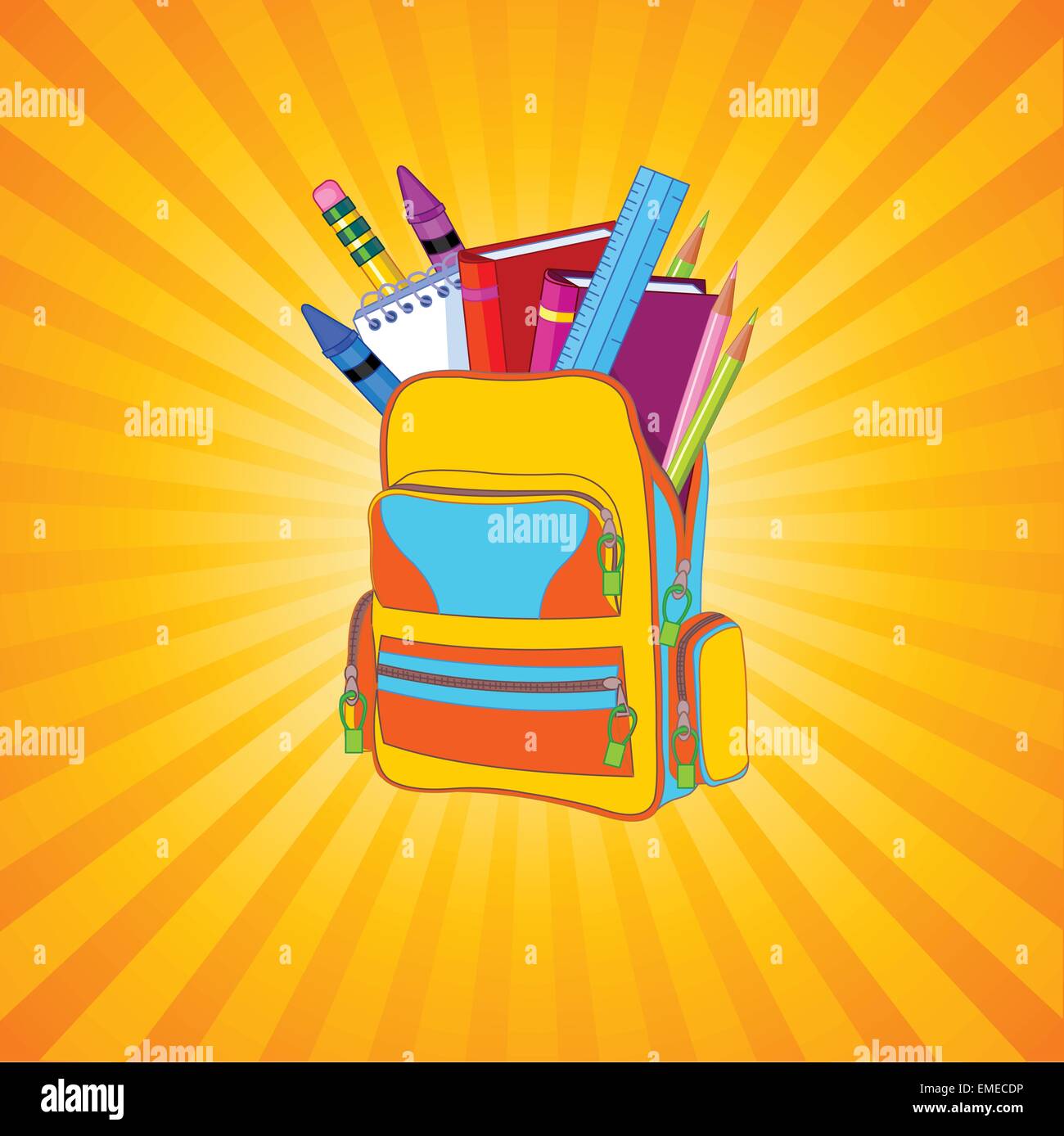 School backpack full Stock Vector Images - Alamy