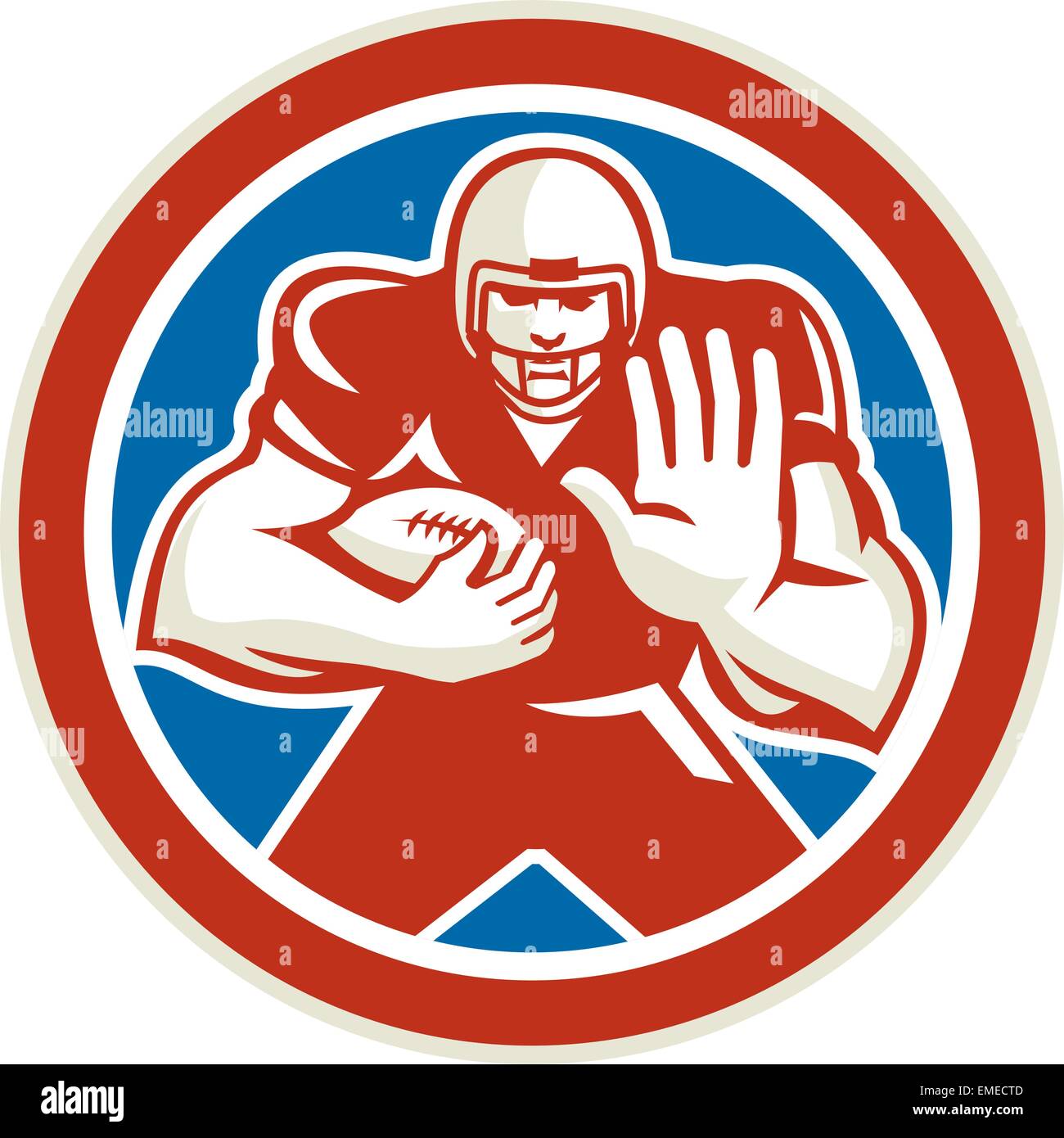 American Football Player Fend Off Circle Retro Stock Vector Image & Art ...