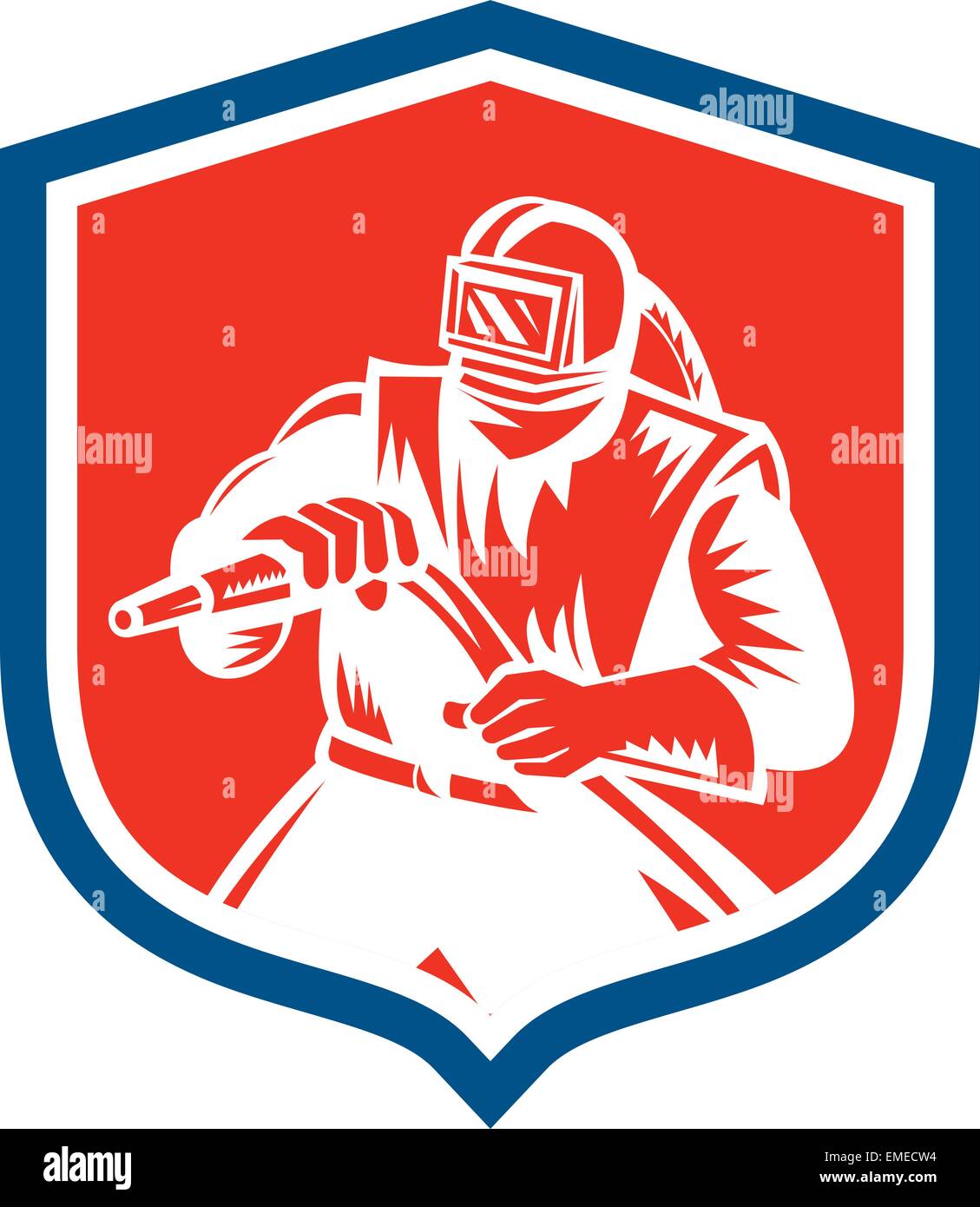 Sandblaster Sandblasting Hose Shield Woodcut Stock Vector Image & Art ...