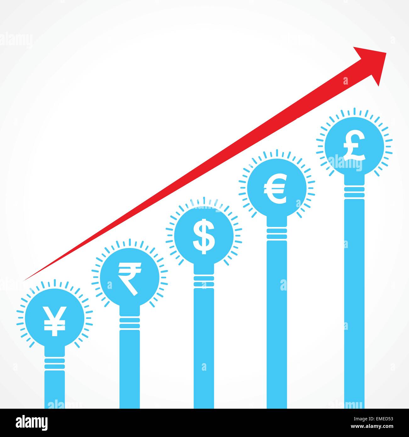rising graph of currency bars made of bulbs stock vector Stock Vector ...
