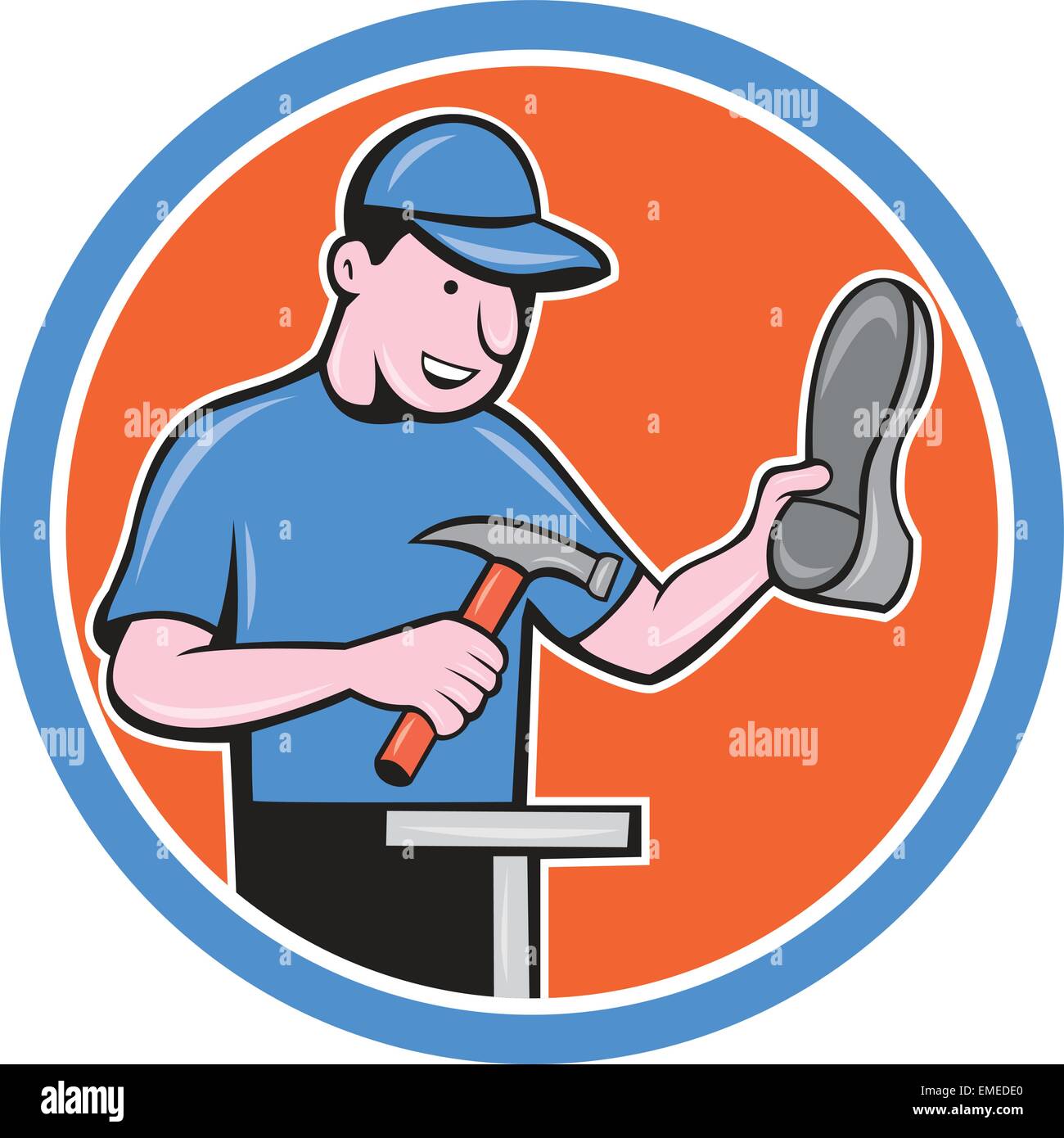Shoemaker With Hammer Shoe Cartoon Stock Vector Image & Art - Alamy