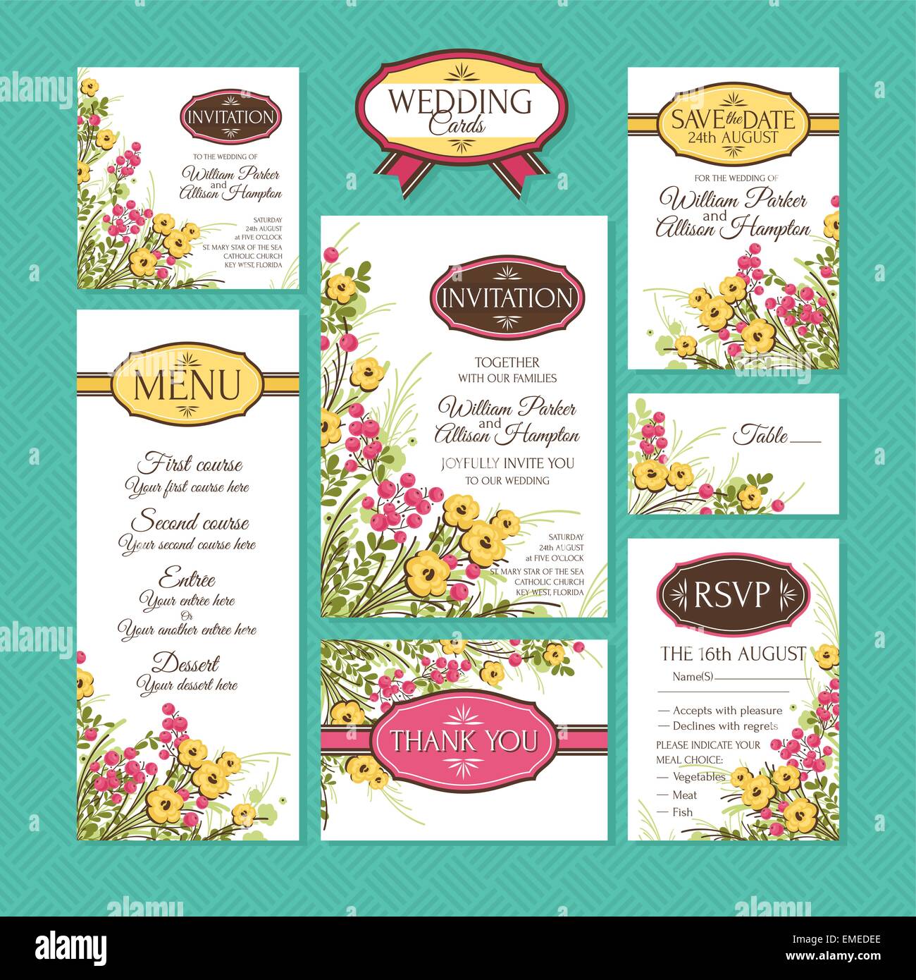 Set of wedding cards Stock Vector Image & Art - Alamy