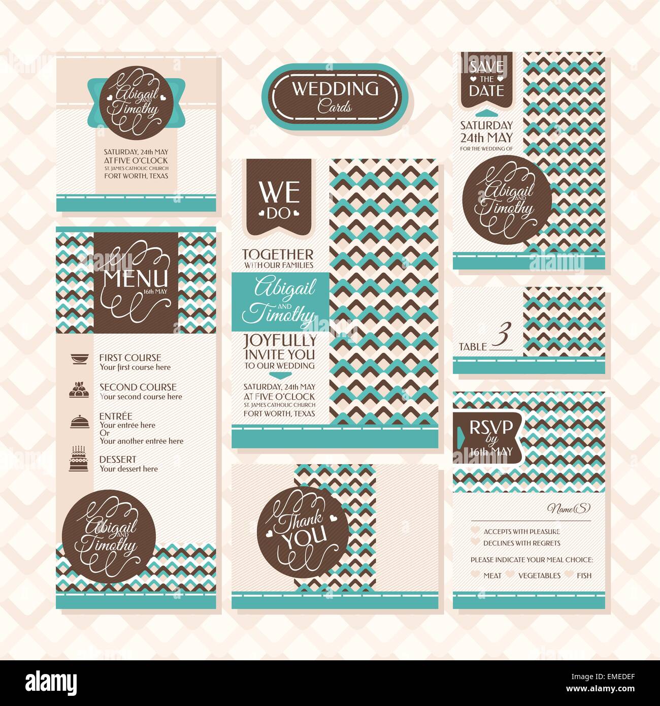 Set of wedding cards Stock Vector Image & Art - Alamy